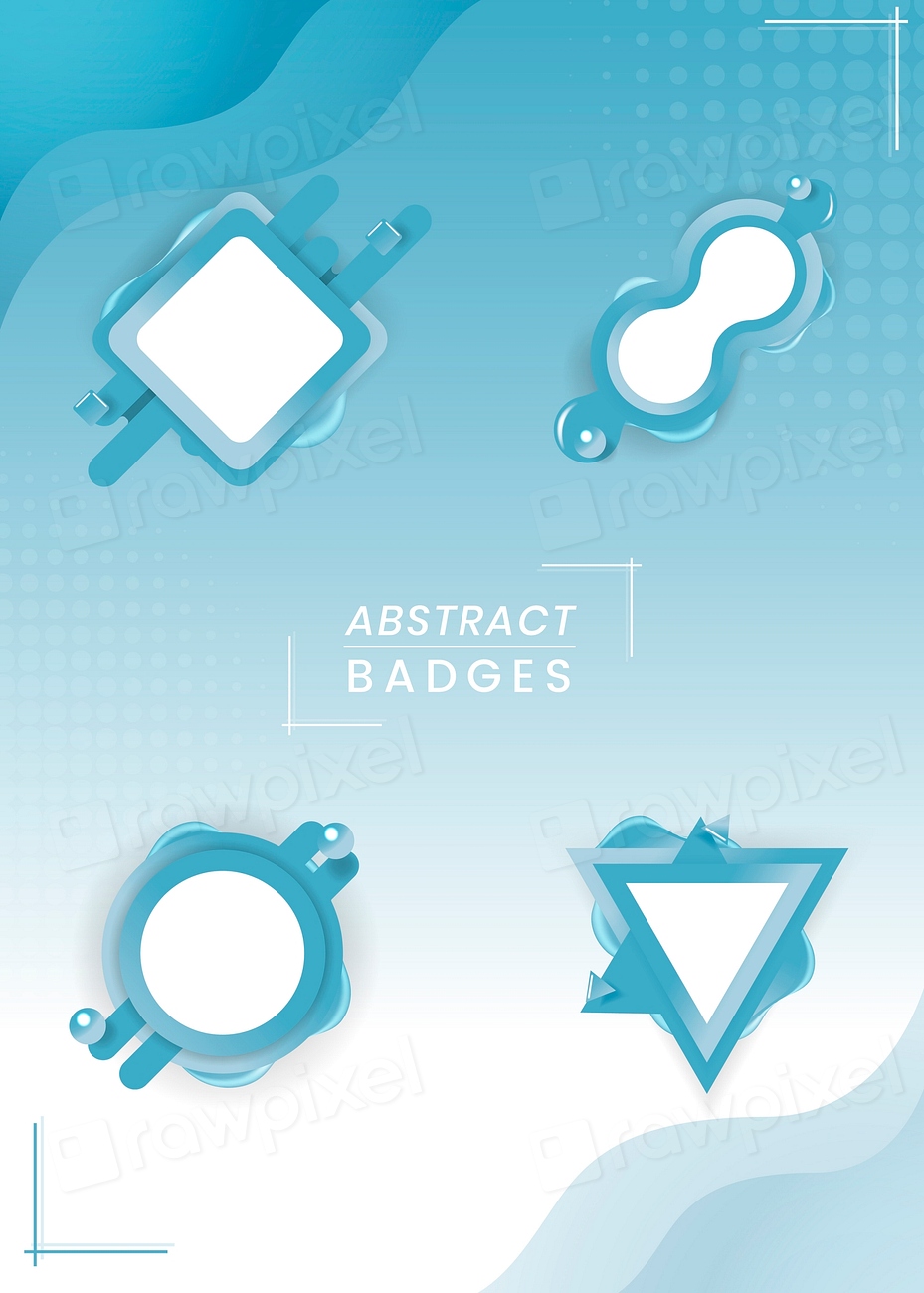 Blue geometrical shaped badges vector | Free Vector - rawpixel