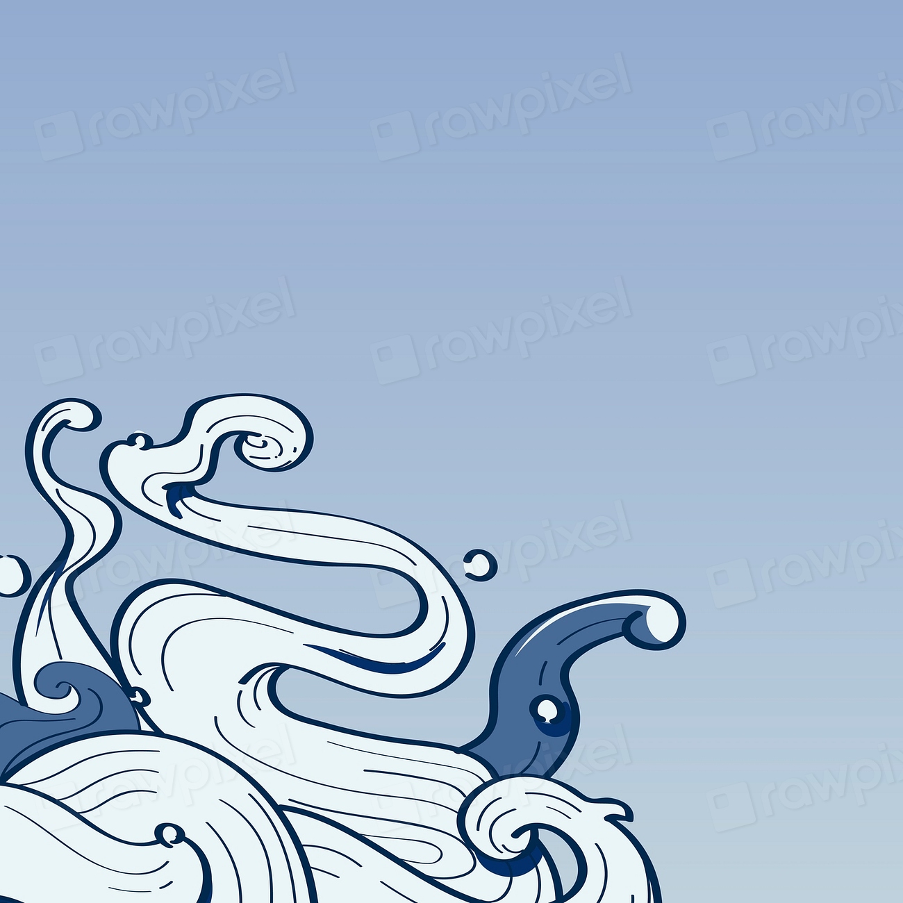 Blue Japanese wave background vector | Premium Vector Illustration ...
