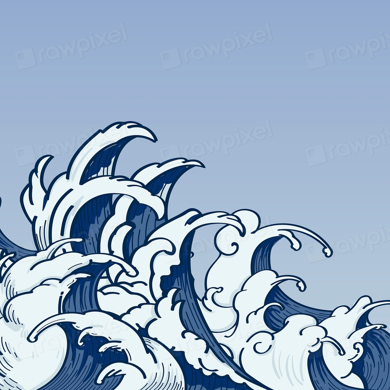 Blue Japanese wave background vector | Premium Vector Illustration ...