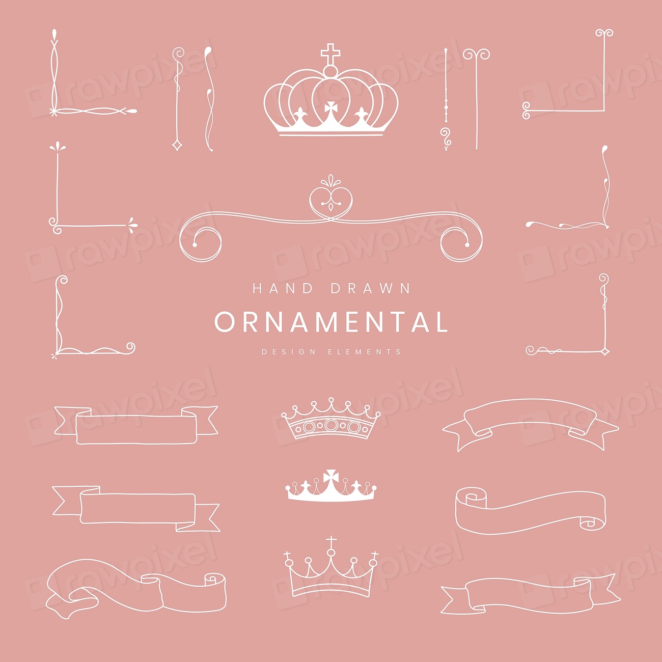 Hand drawn ornamental design elements | Premium Vector - rawpixel