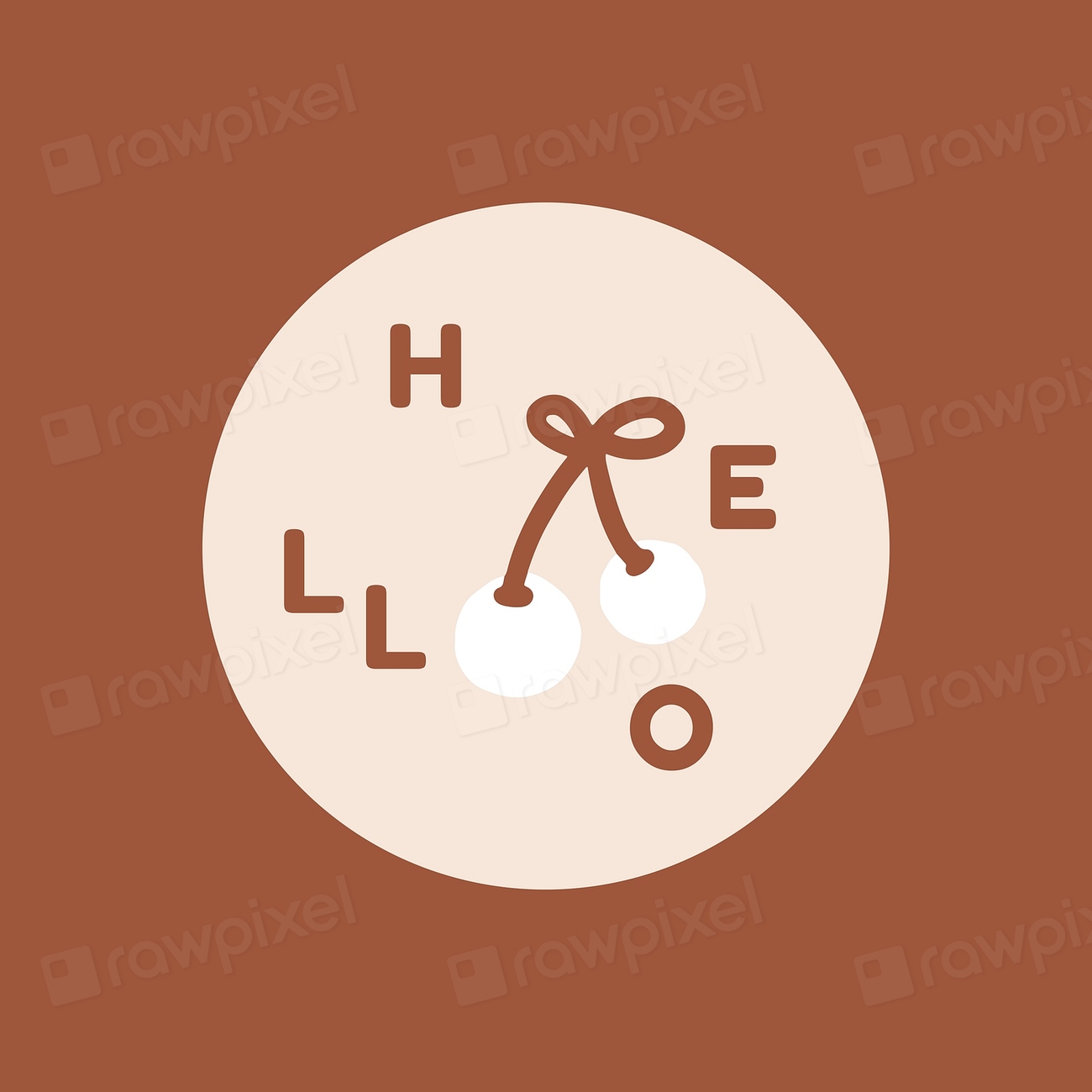 Hello sticker label with a cherry | Free Vector - rawpixel