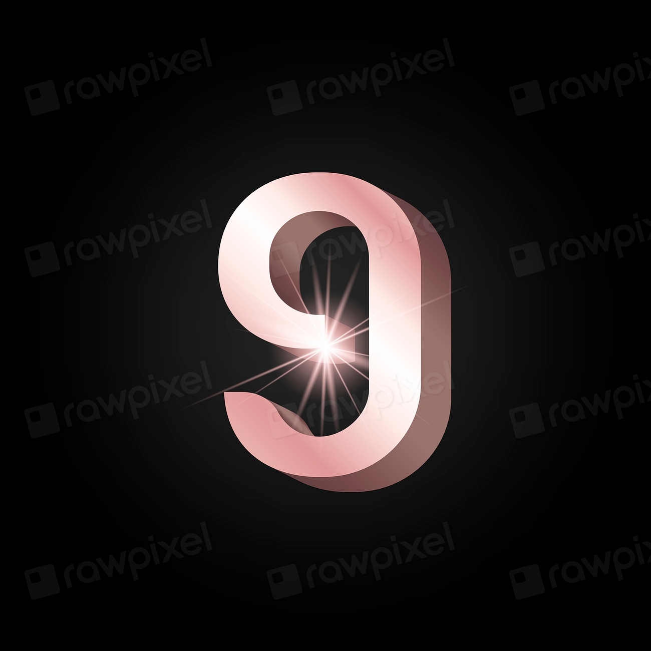 Number 9 metallic rose gold | Premium Vector - rawpixel