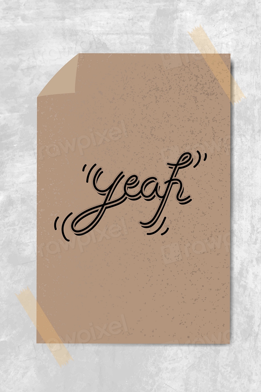 Yeah typography brown paper vector | Free Vector - rawpixel