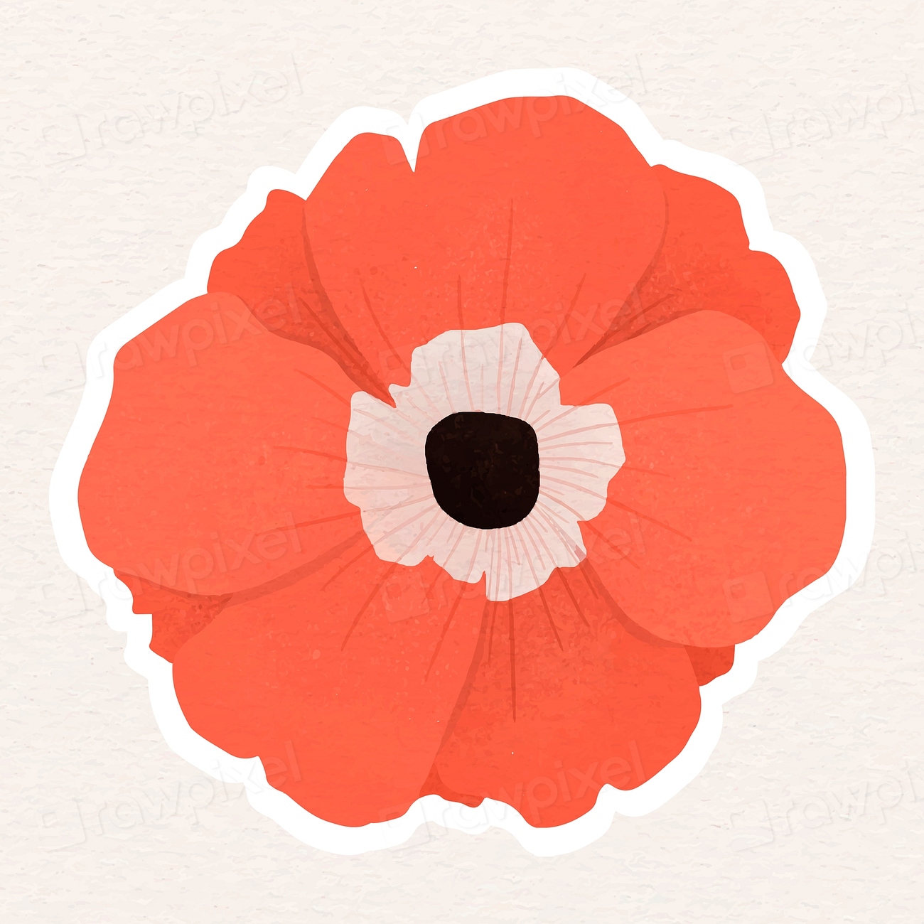 Red poppy flower sticker vector | Premium Vector - rawpixel