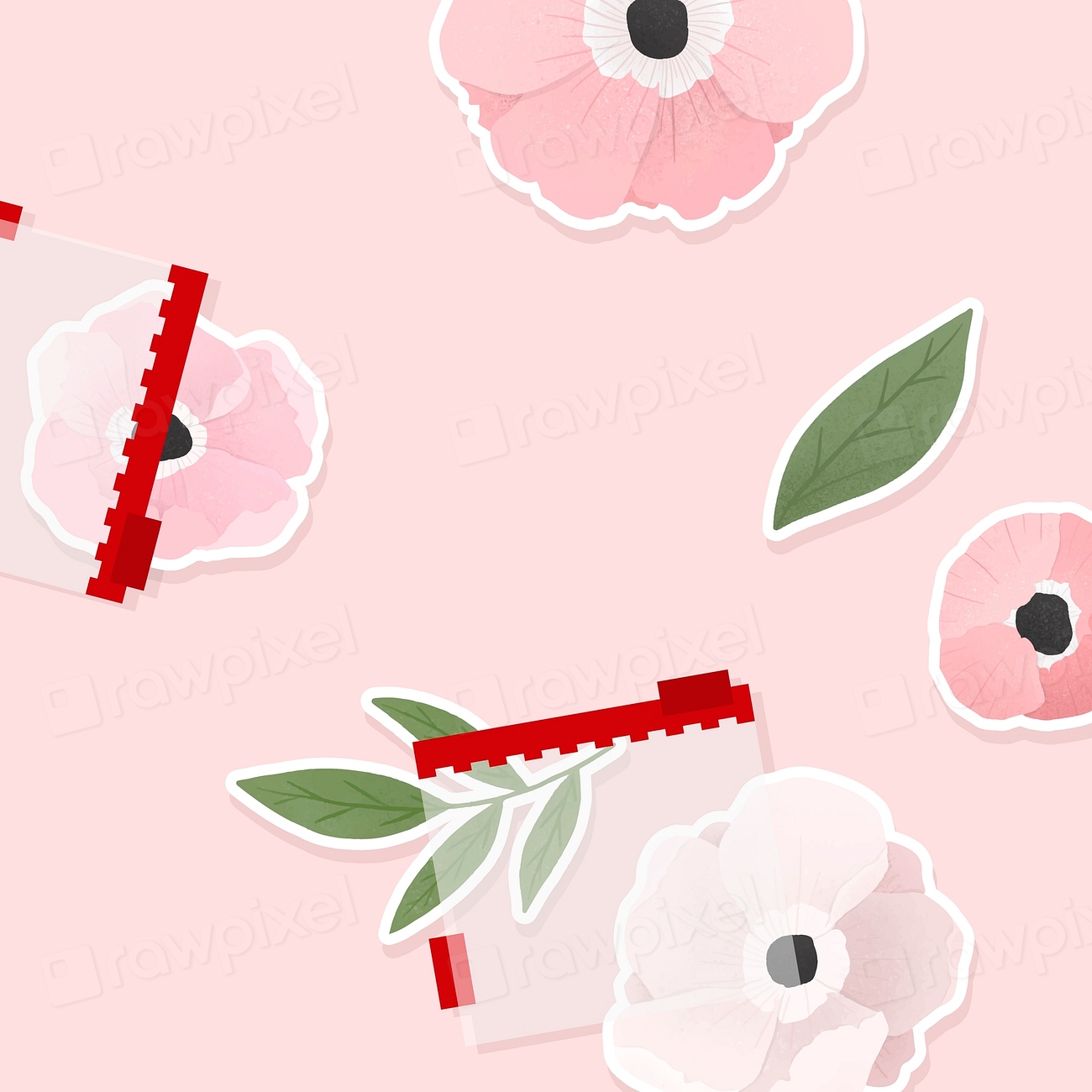 Pale pink floral clear sheet | Premium Vector - rawpixel