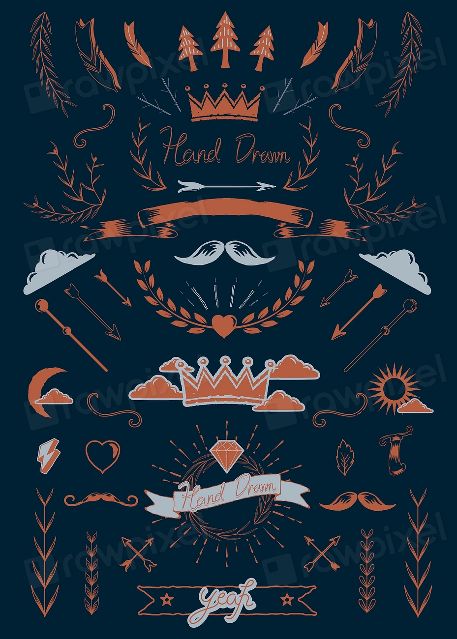 Hand drawn vintage element vector | Premium Vector - rawpixel