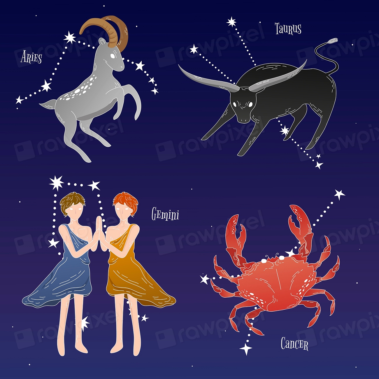 Astrological star signs vector set | Premium Vector - rawpixel