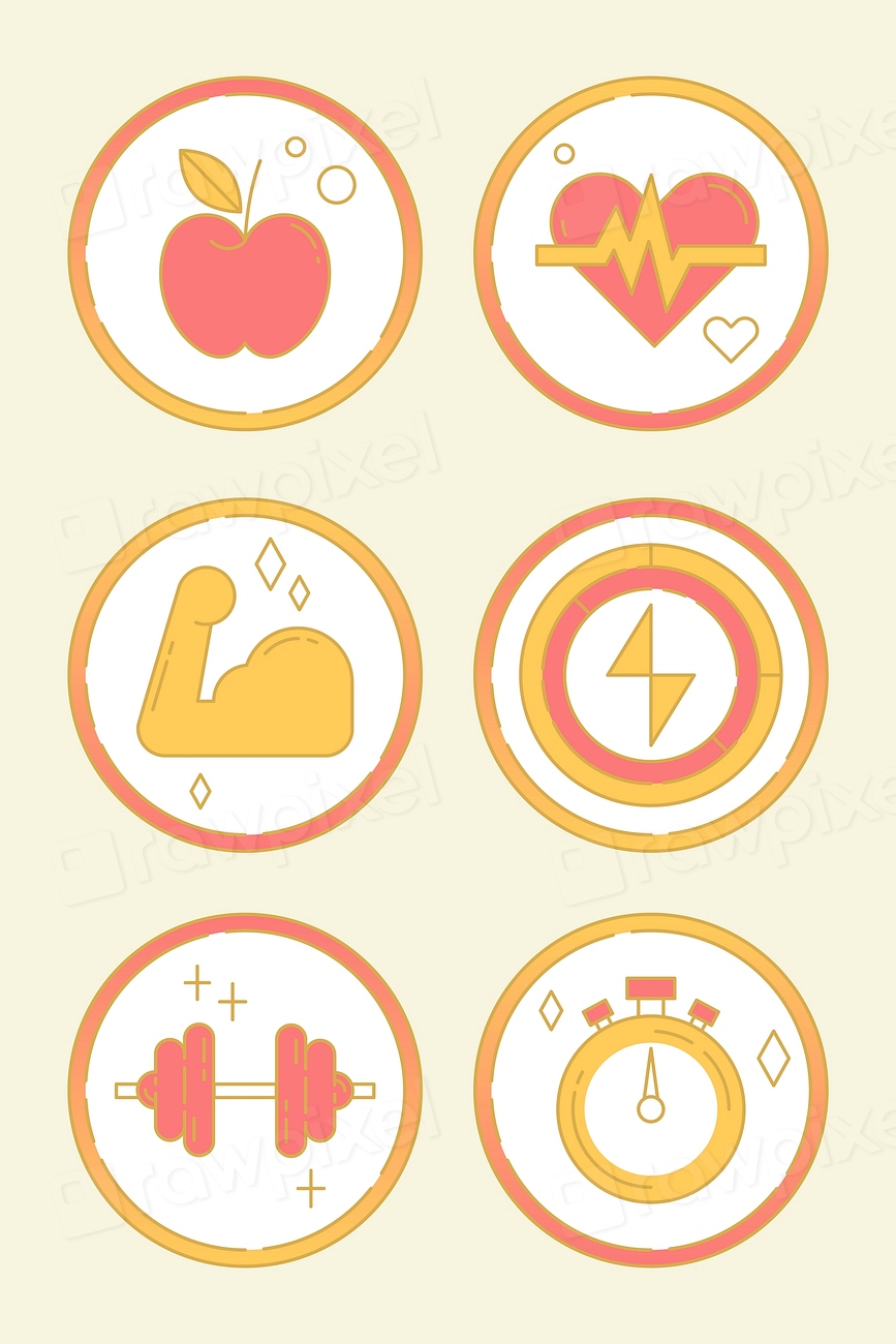 Fitness badge design elements vector | Premium Vector - rawpixel