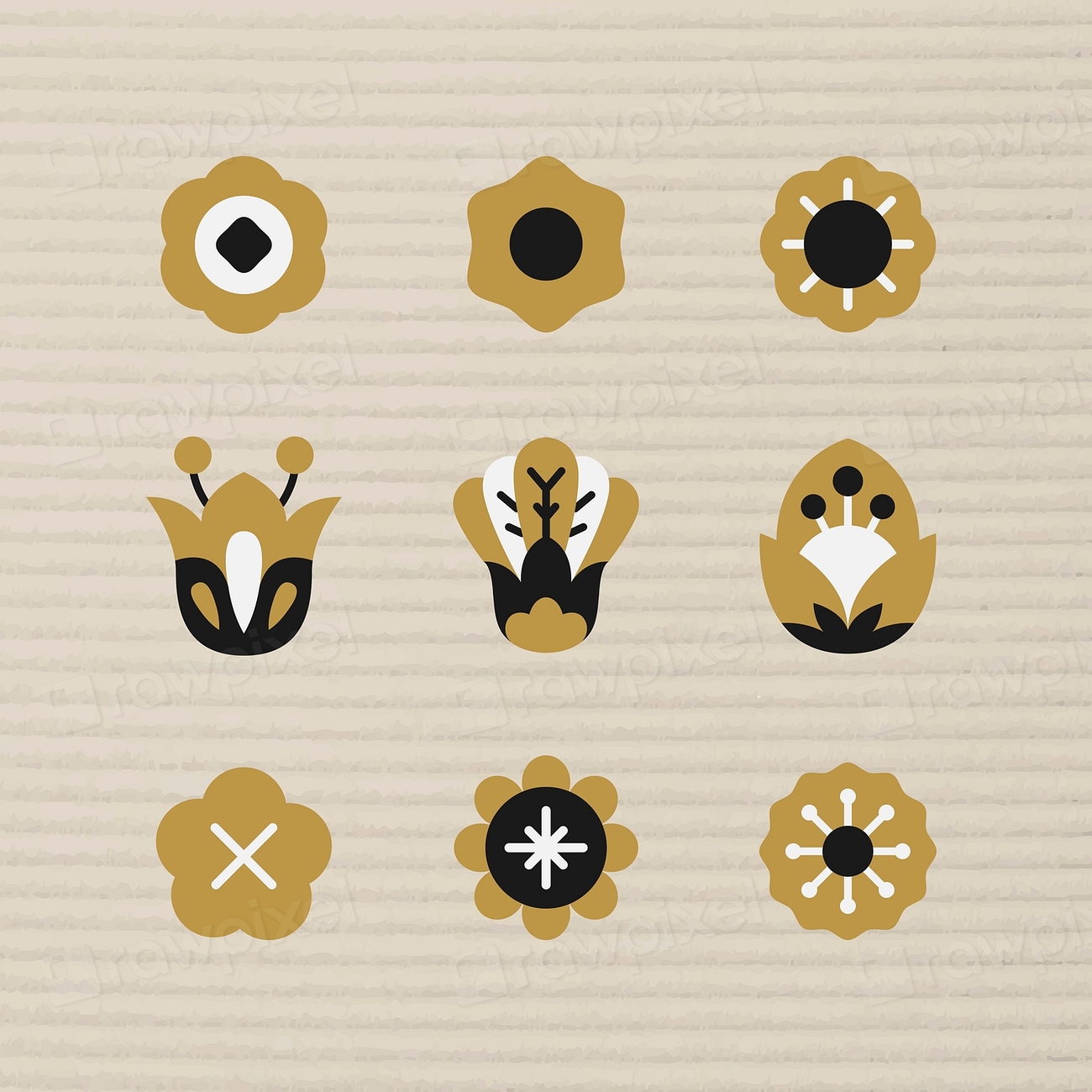 Flower folk art design elements | Premium Vector - rawpixel