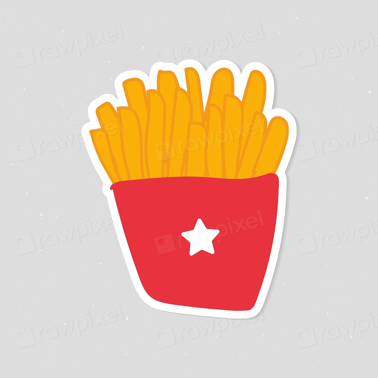 Cute fries doodle sticker with a white | Free Vector - rawpixel
