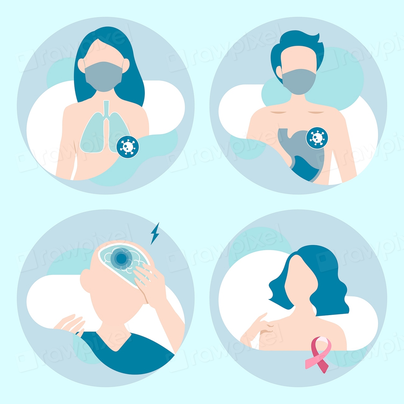 Cancer awareness character set vector | Free Vector - rawpixel