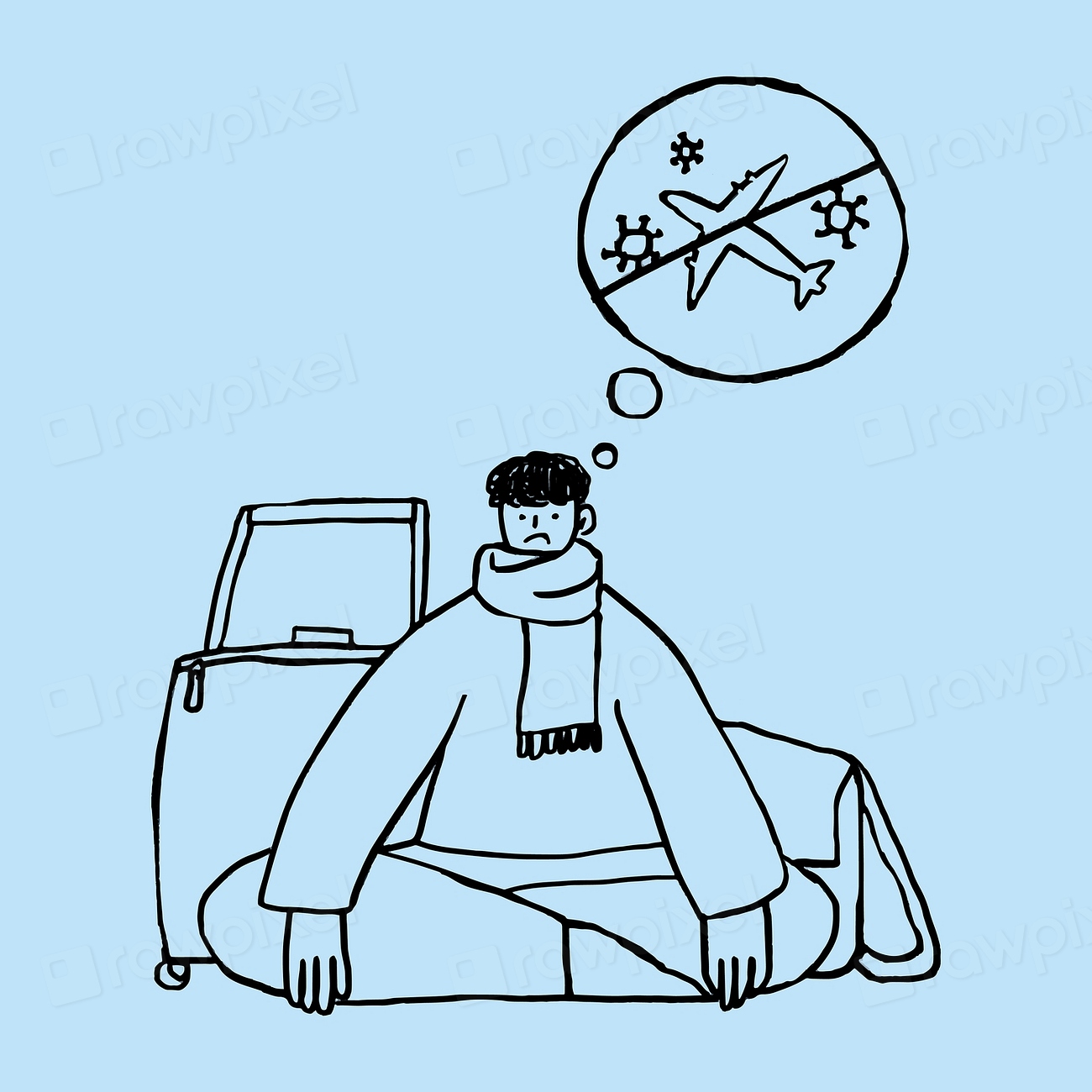 Man missed his flight due | Free Vector Illustration - rawpixel