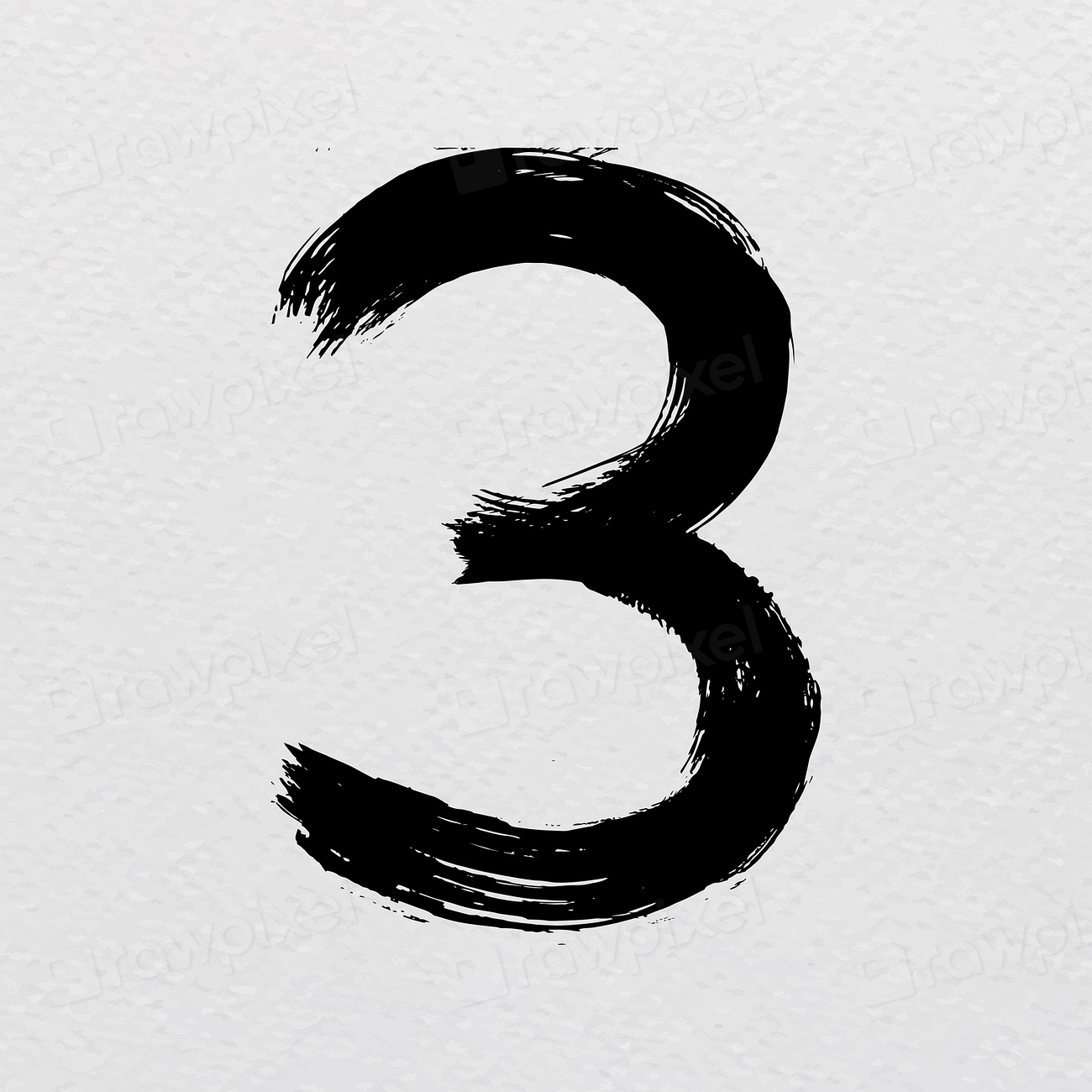 Number 3 brush stroke style | Free Vector - rawpixel