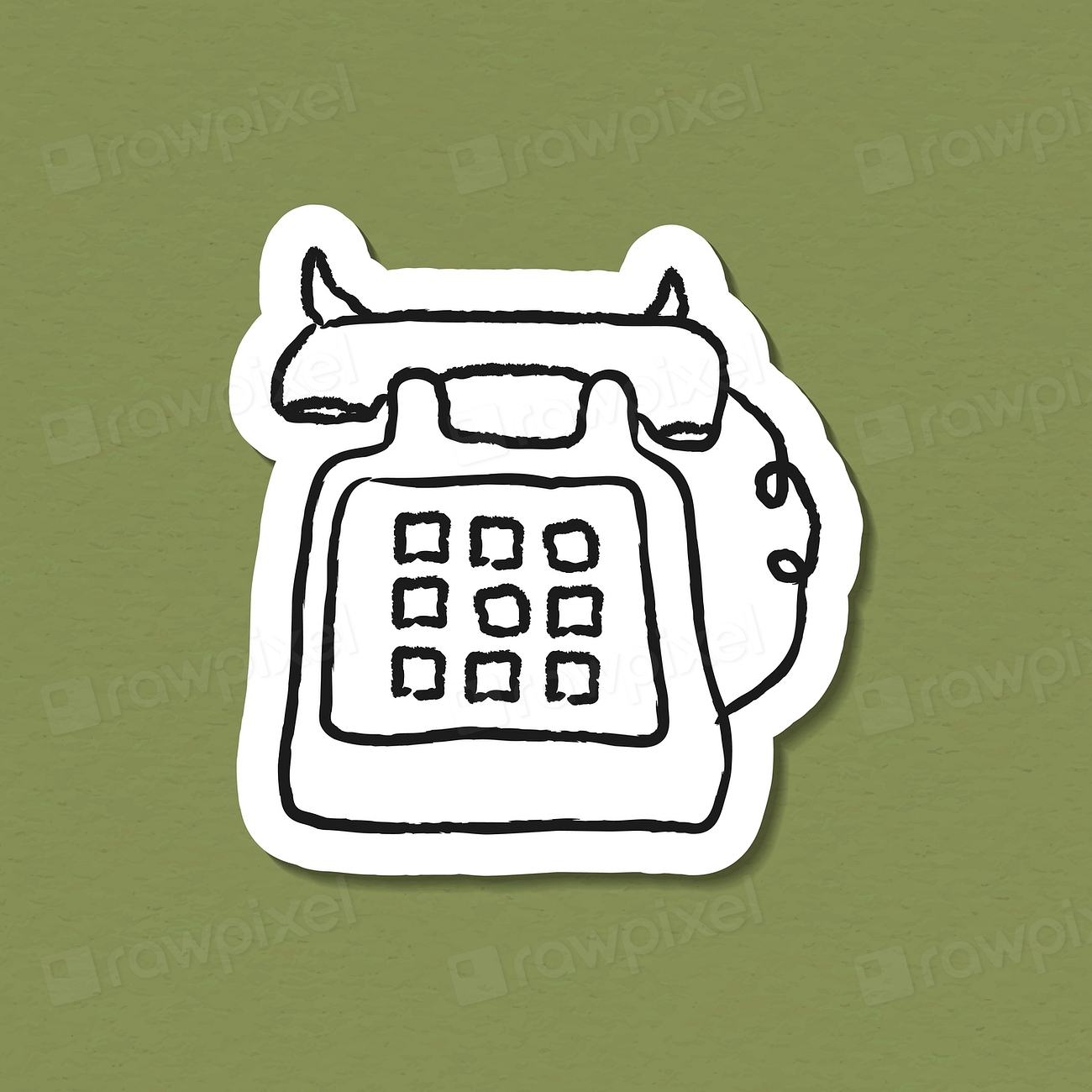 Retro landline phone doodle sticker | Free Vector - rawpixel