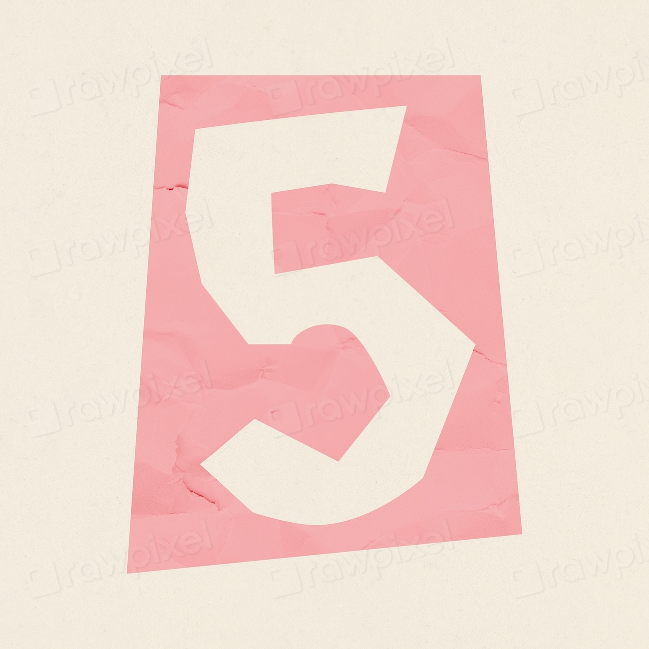 Number 5 font paper cut | Premium PSD - rawpixel
