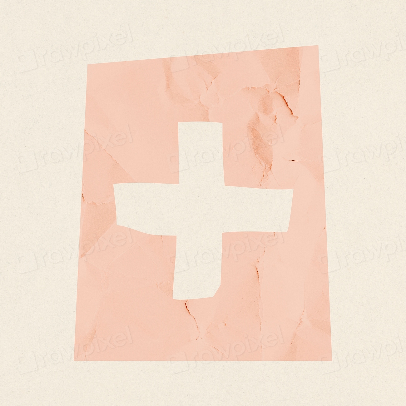 Nude pink plus sign paper | Free PSD - rawpixel