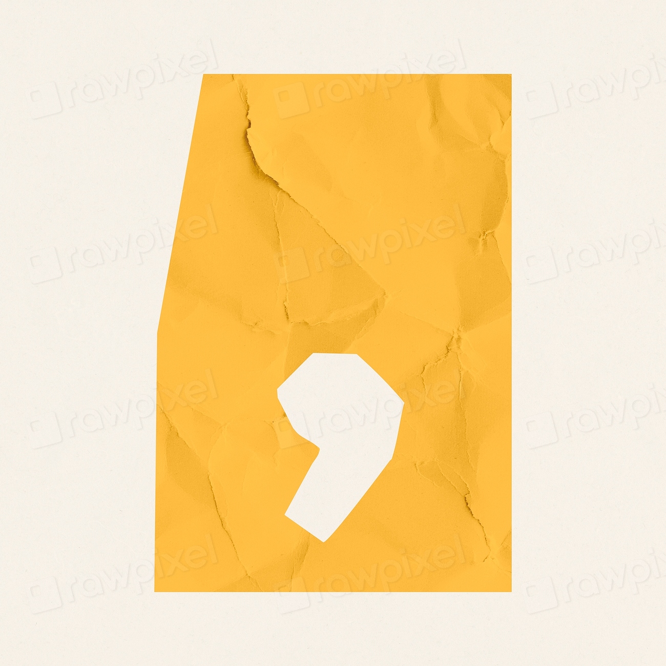 Yellow comma sign paper cut | Premium PSD - rawpixel