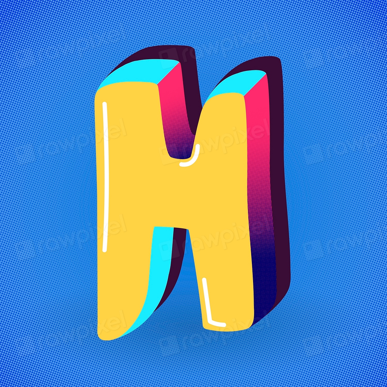 Letter H yellow funky vector | Premium Vector - rawpixel