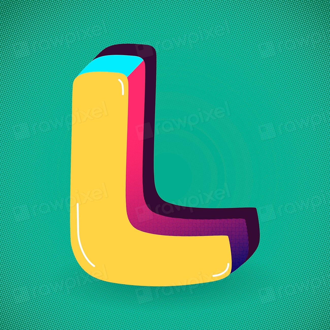 Psd letter L bold funky | Premium PSD - rawpixel