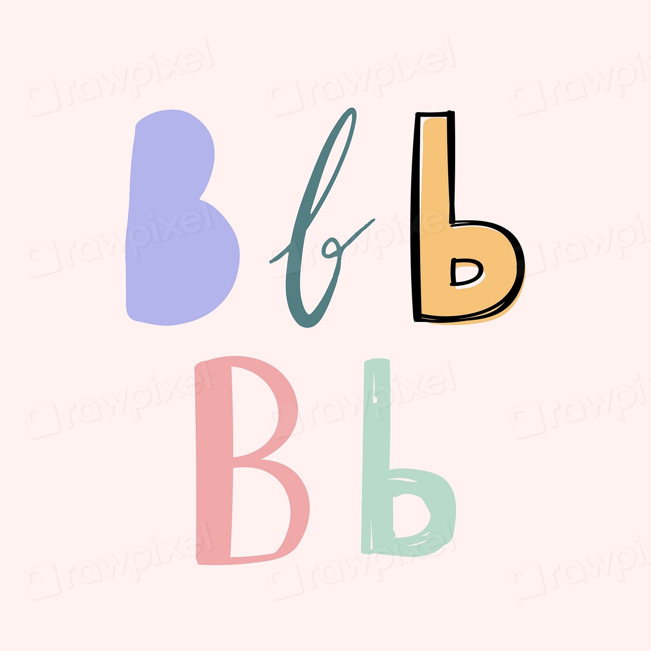 B letter doodle typography font | Premium Vector - rawpixel