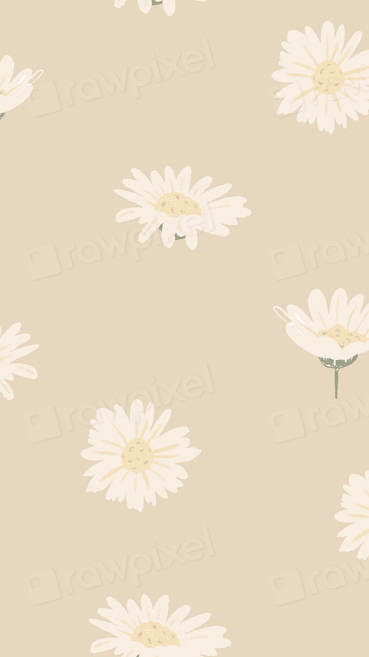 White daisy floral pattern beige | Free Photo - rawpixel