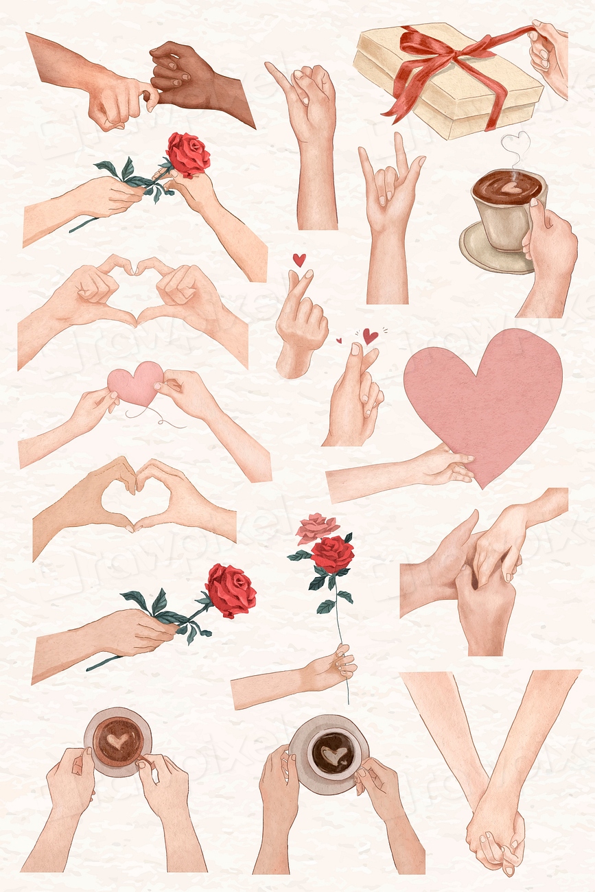 Romantic couple hand gestures vector | Premium Vector - rawpixel