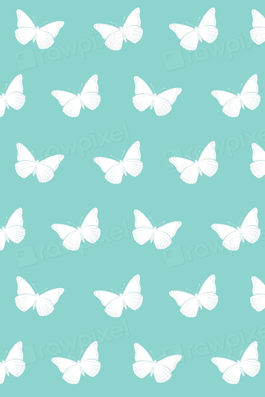Butterfly pattern background, mint green | Premium Vector - rawpixel