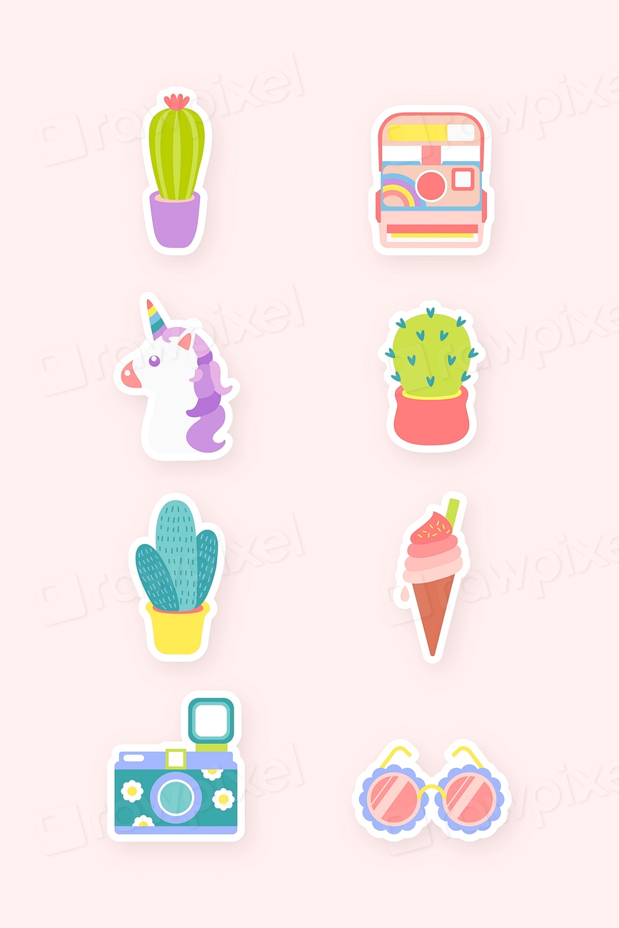Cute sticker collection vector | Free Vector - rawpixel