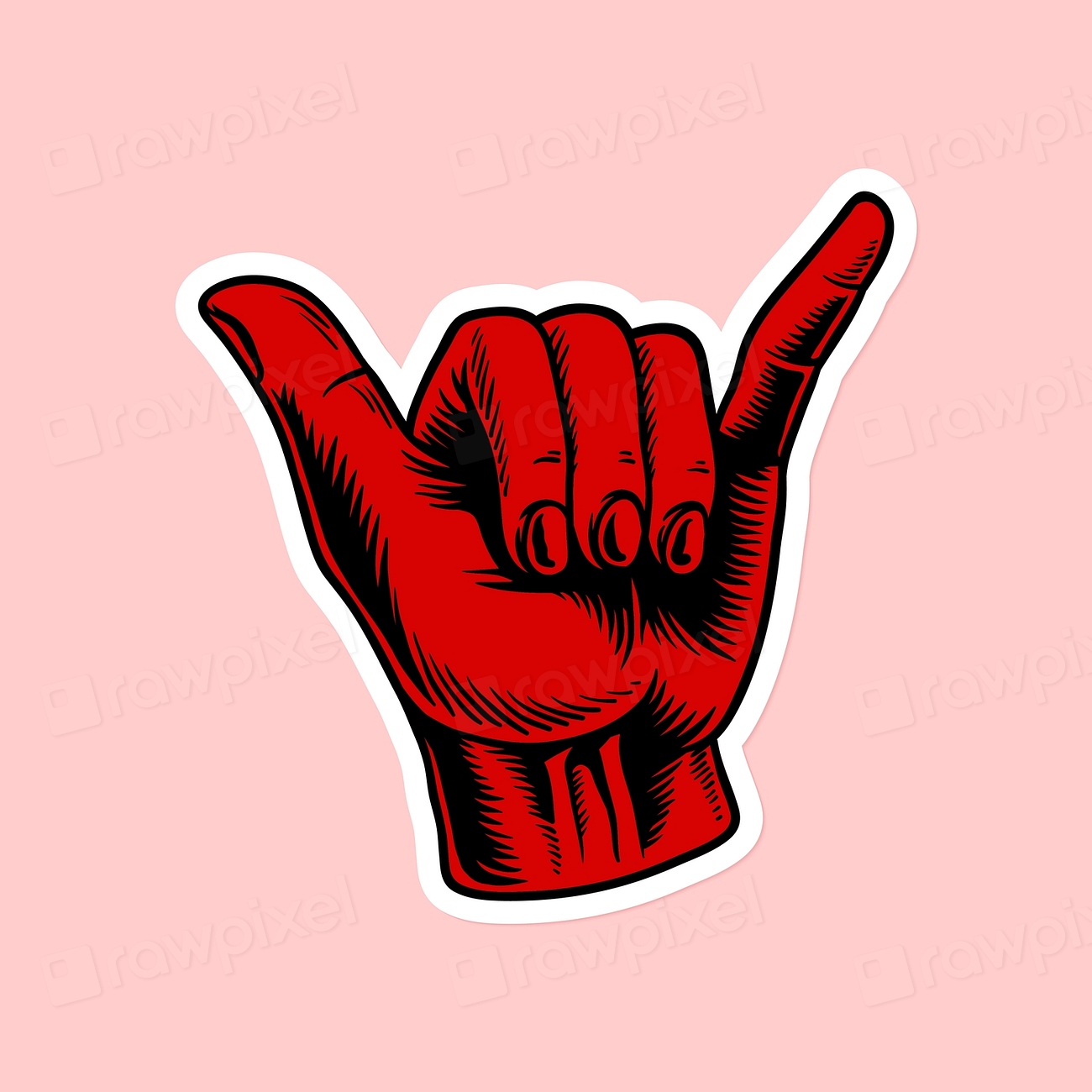 Hand drawn red shaka sign | Premium Vector - rawpixel