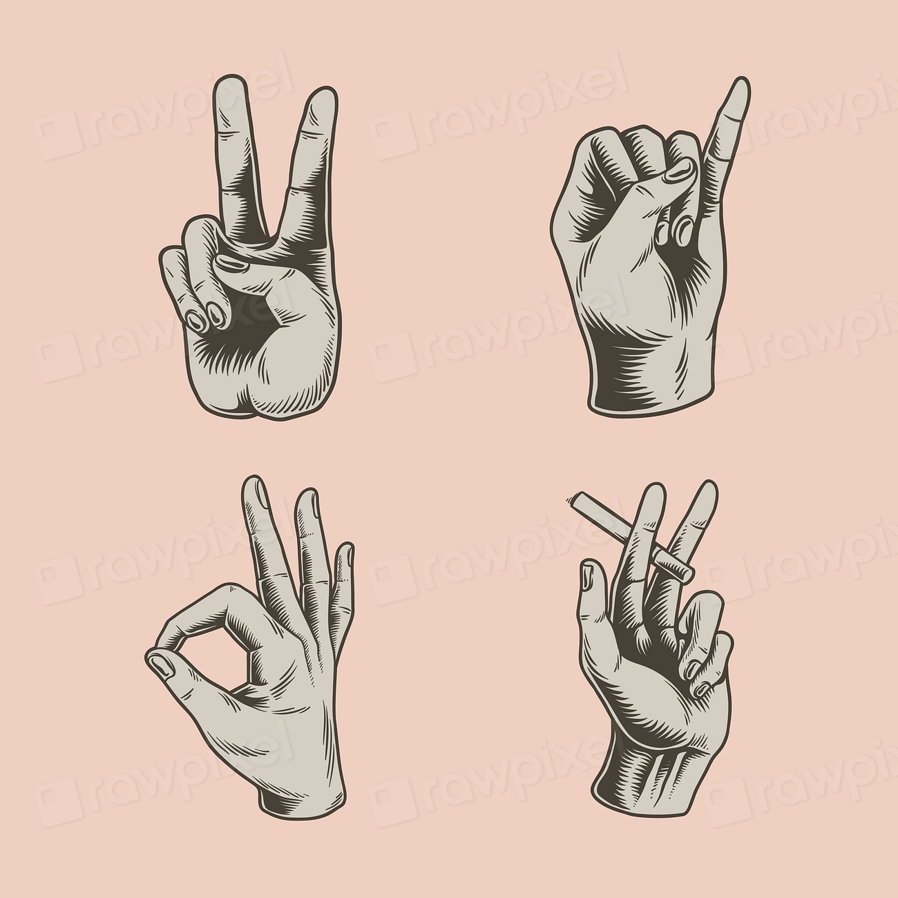 Cool hand sign sticker set | Premium Vector - rawpixel