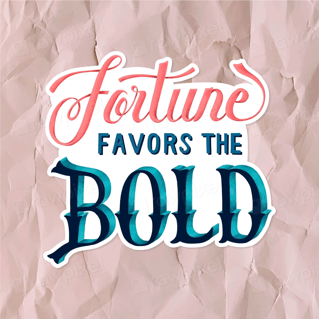 Calligraphy sticker vector fortune favors | Premium Vector - rawpixel