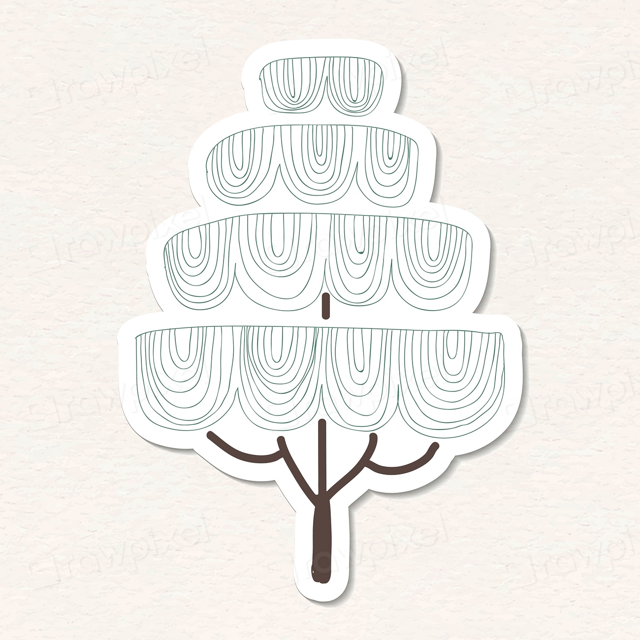 Cute doodle tree sticker white | Premium Vector - rawpixel