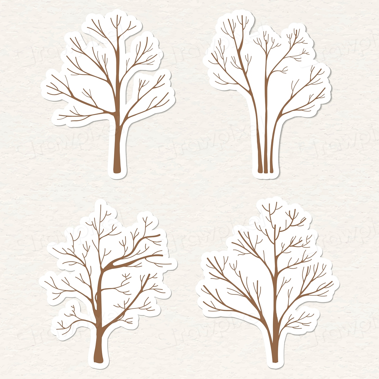Brown dry tree sticker white | Premium Vector - rawpixel