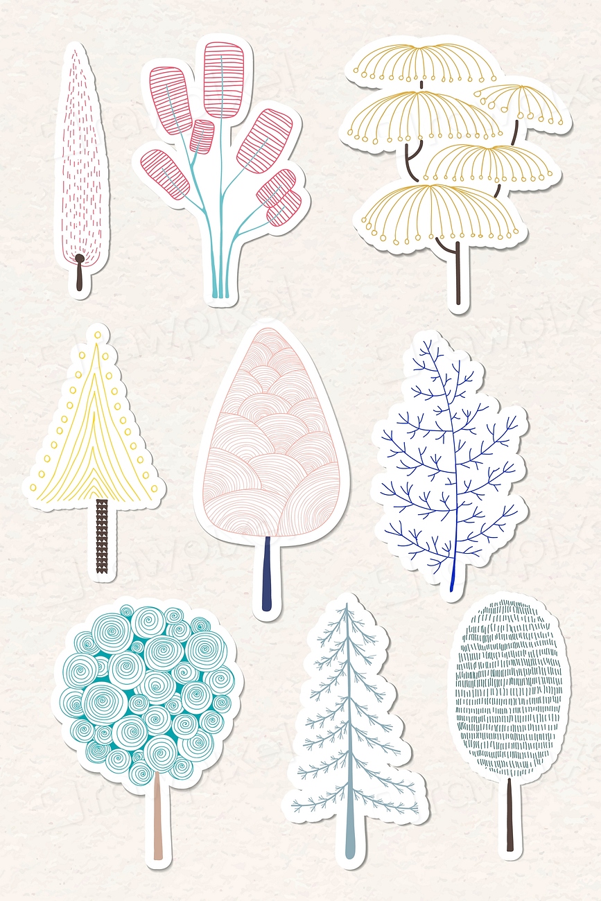Cute pastel pine tree sticker | Premium Vector - rawpixel