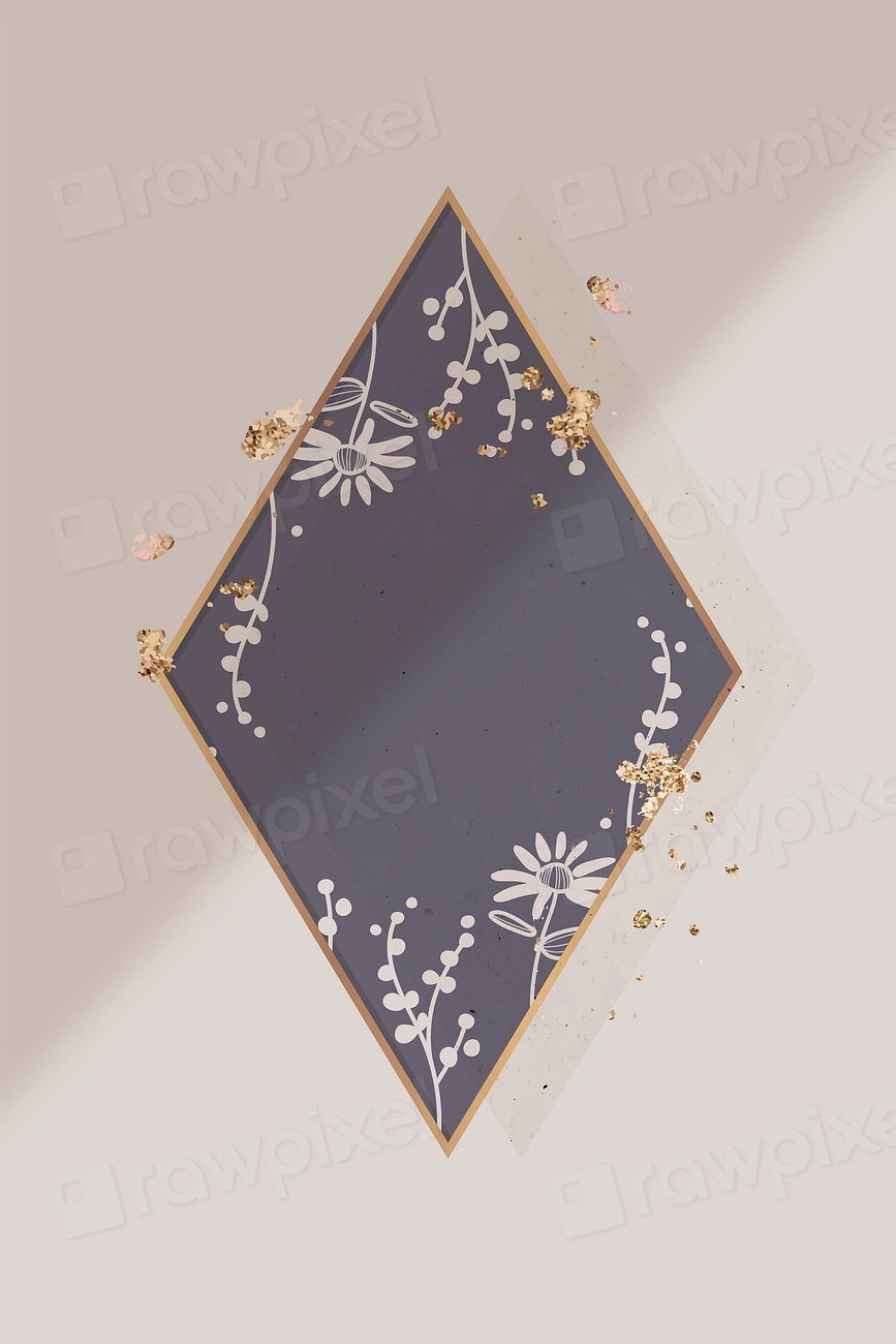 Golden floral rhombus frame vector | Premium Vector - rawpixel