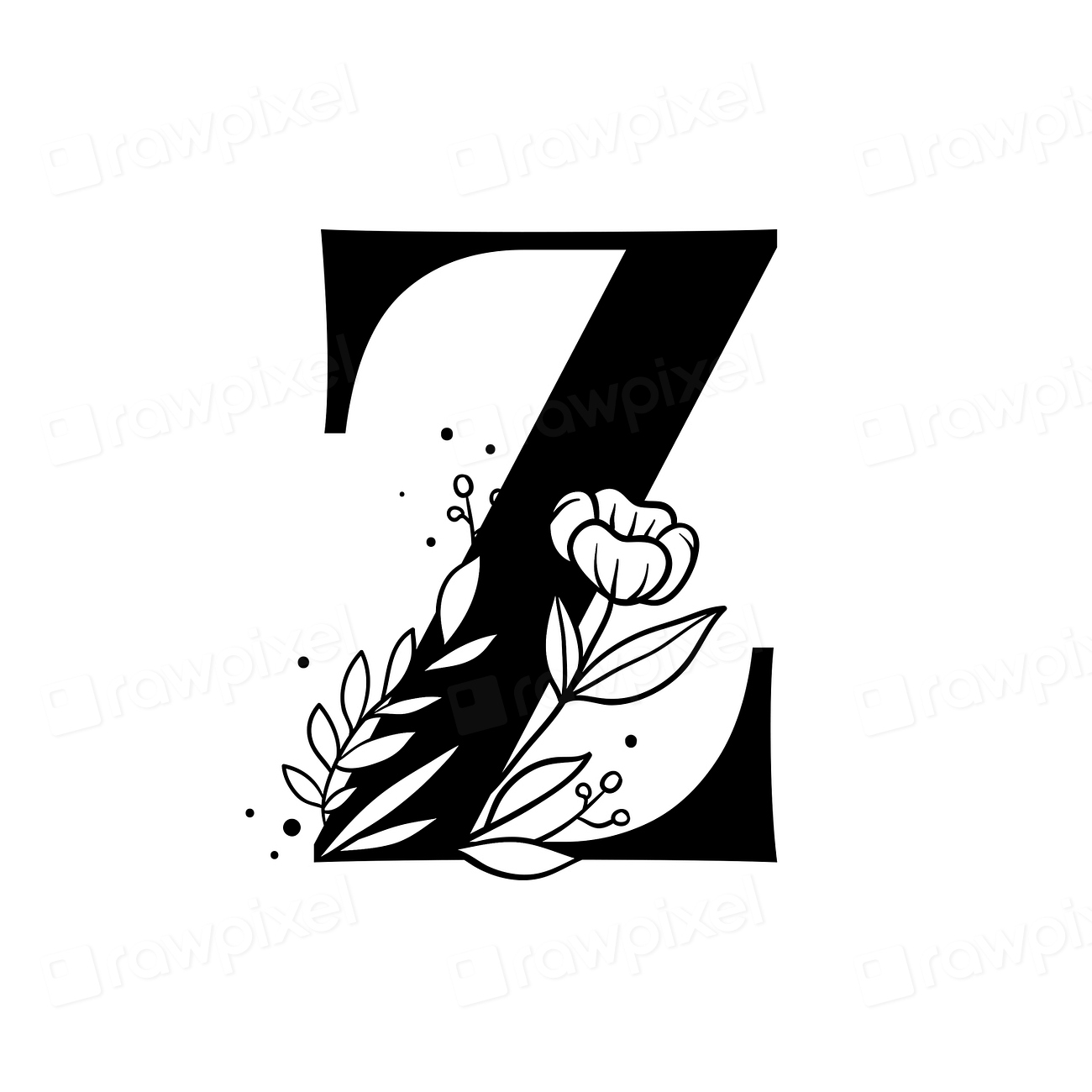 Letter Z script floral alphabet | Free Photo - rawpixel