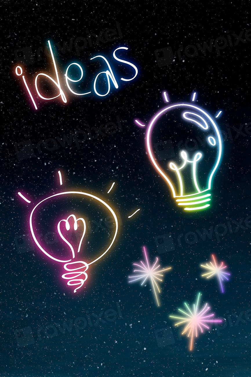 Rainbow neon glow doodle set | Free Photo - rawpixel