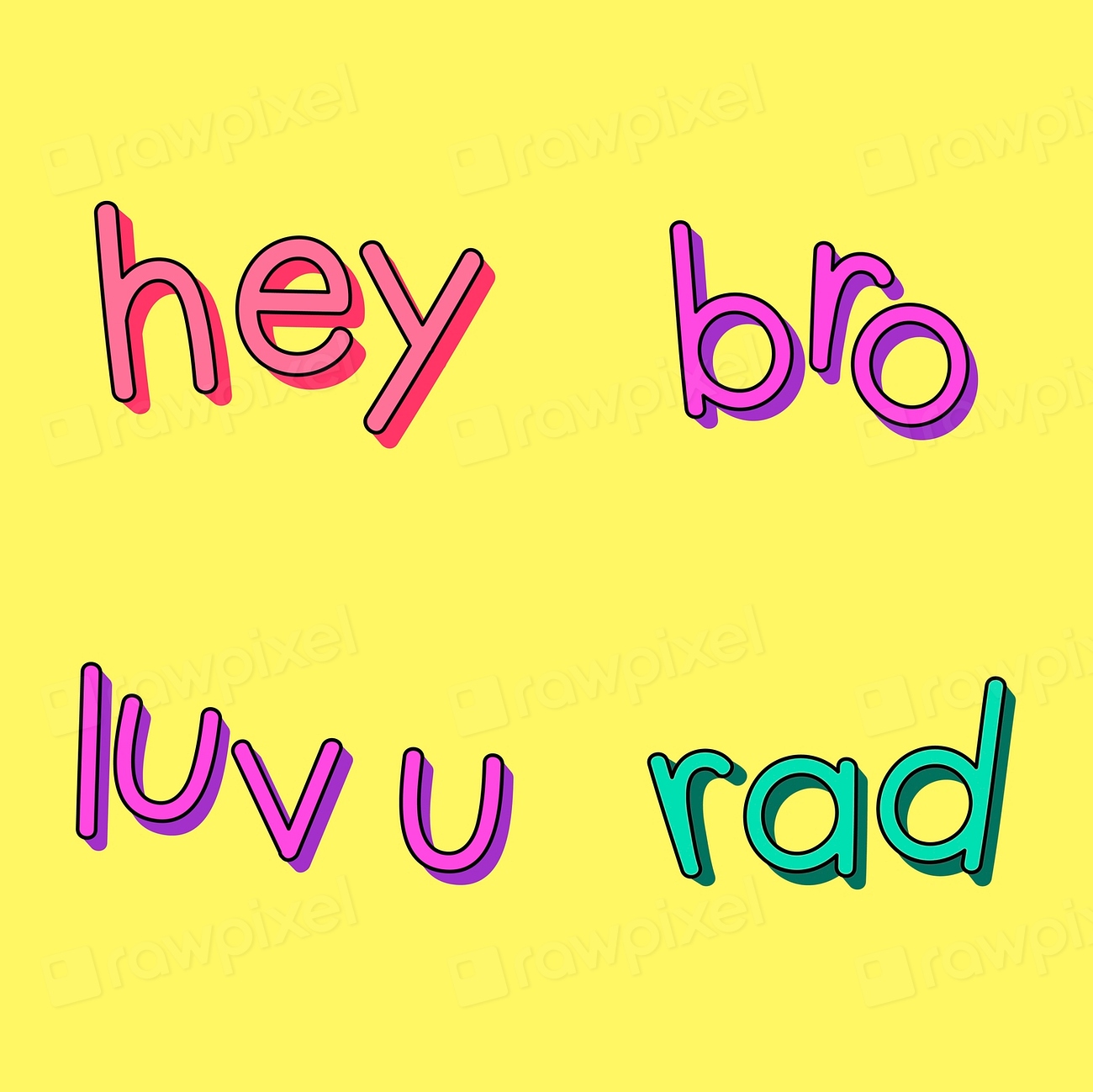 Trendy slang typography set on a yellow | Premium Vector - rawpixel