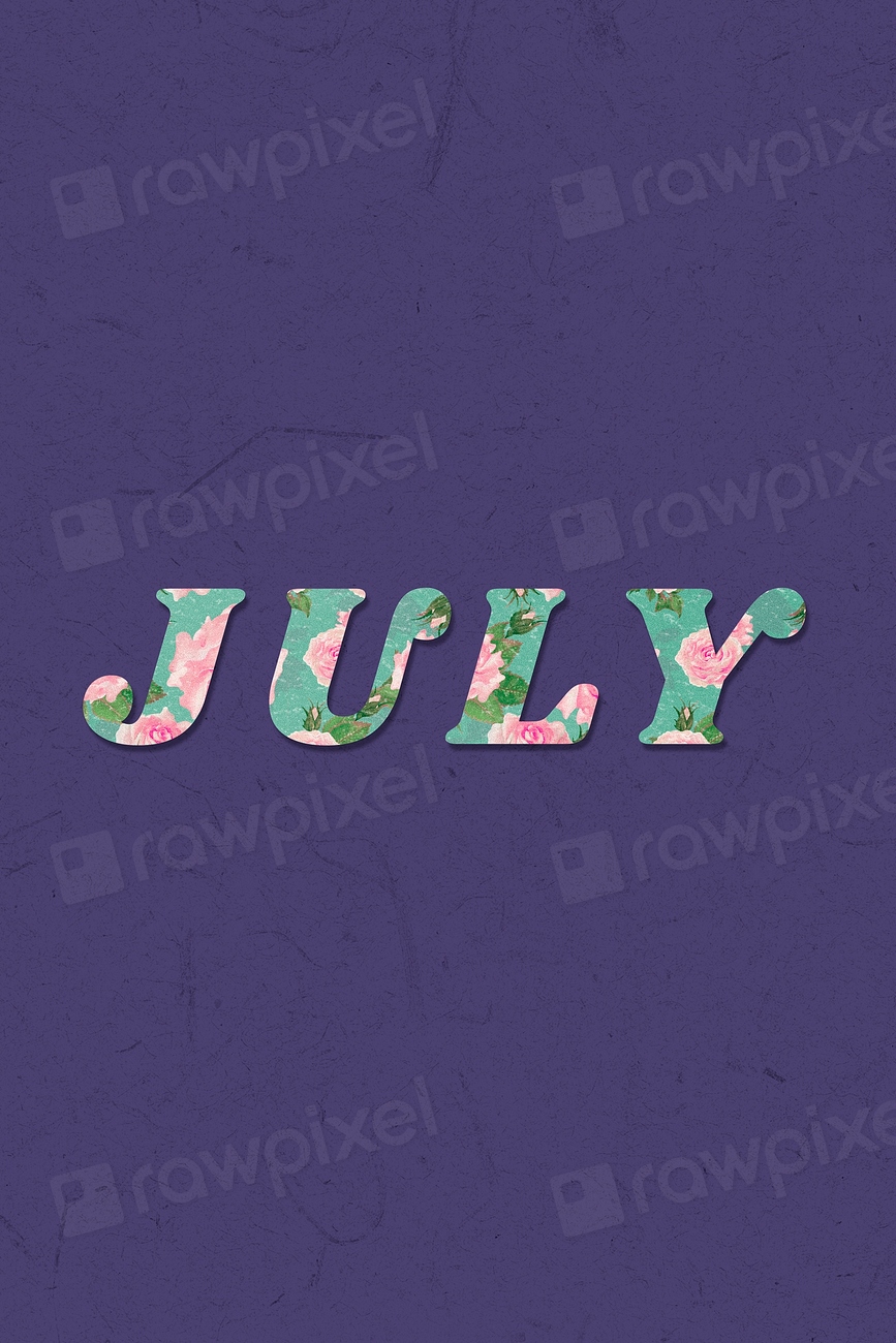 Floral July retro pattern typography | Free Photo - rawpixel