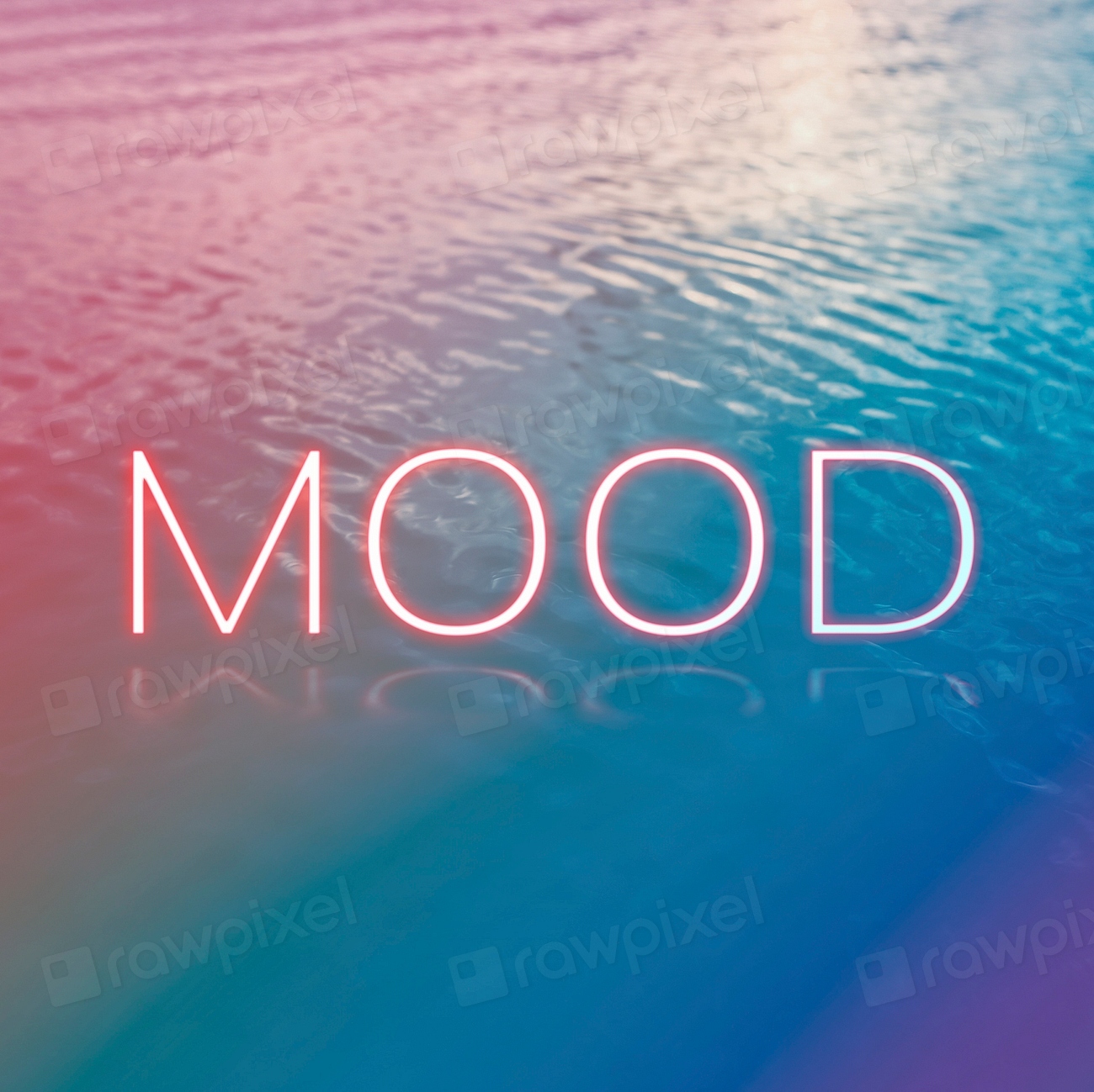 Mood neon word typography ocean | Free Photo - rawpixel