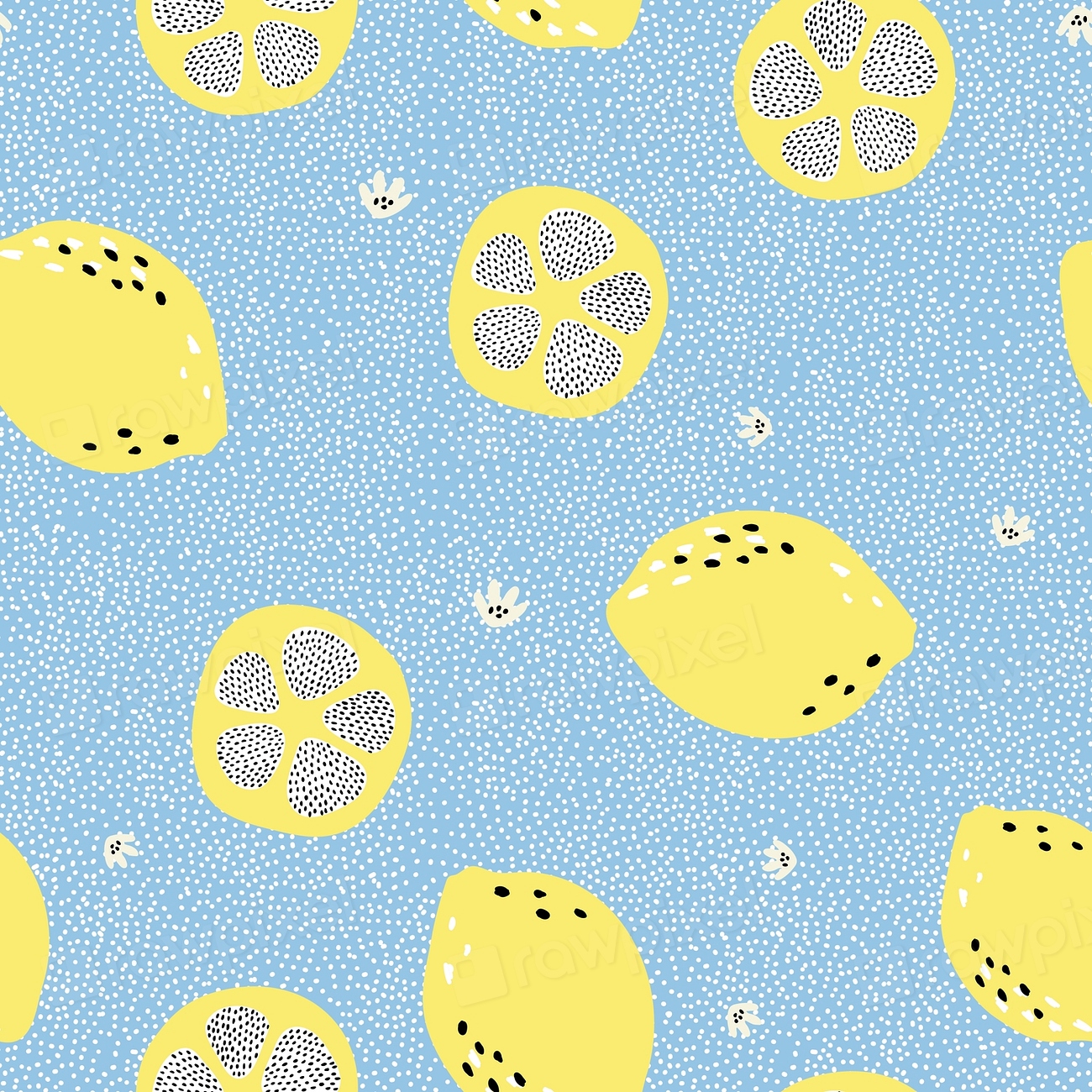 Lemon pattern, blue background, aesthetic | Premium Photo - rawpixel
