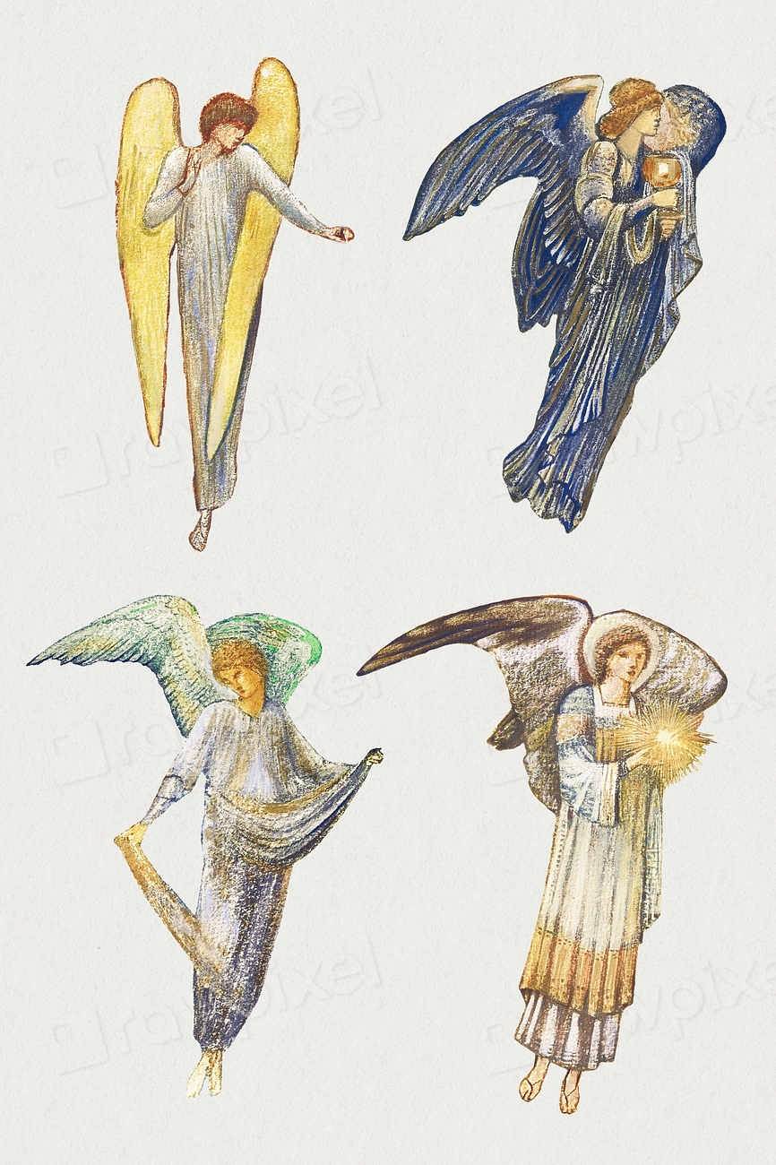 Vintage angels illustration design element | Premium PSD - rawpixel