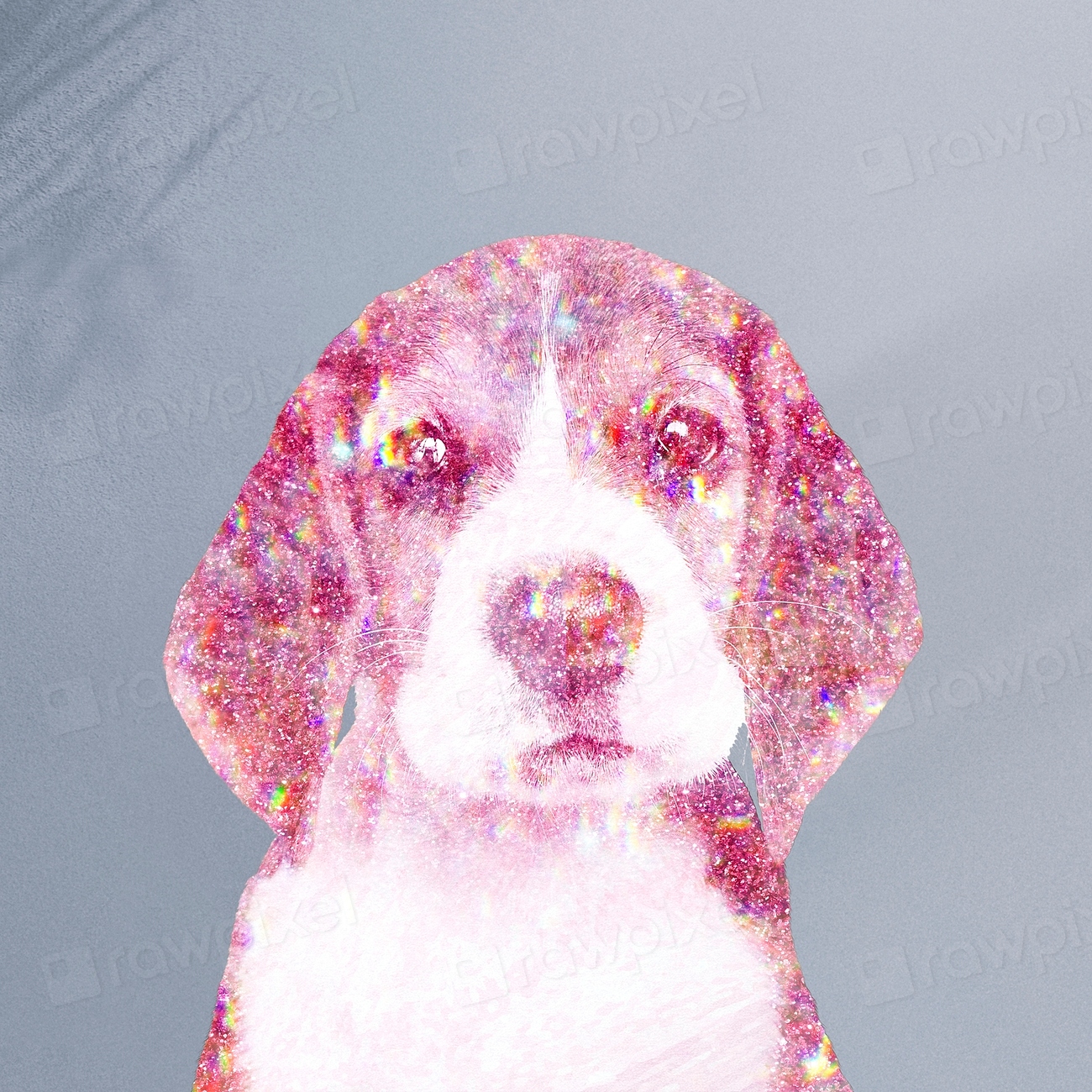 Pink holographic beagle puppy design | PSD - rawpixel