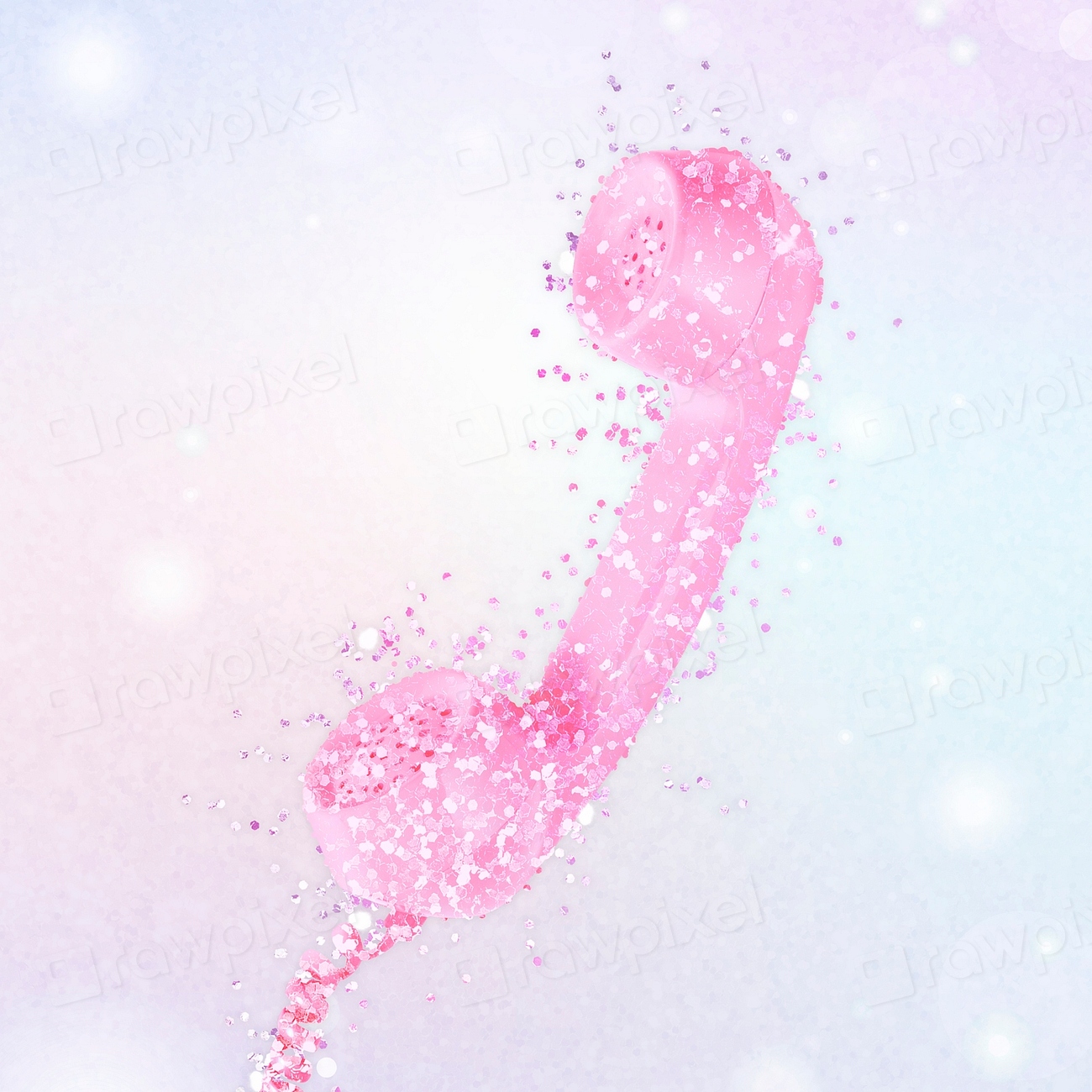 Glittery pink retro phone pastel | Premium PSD - rawpixel