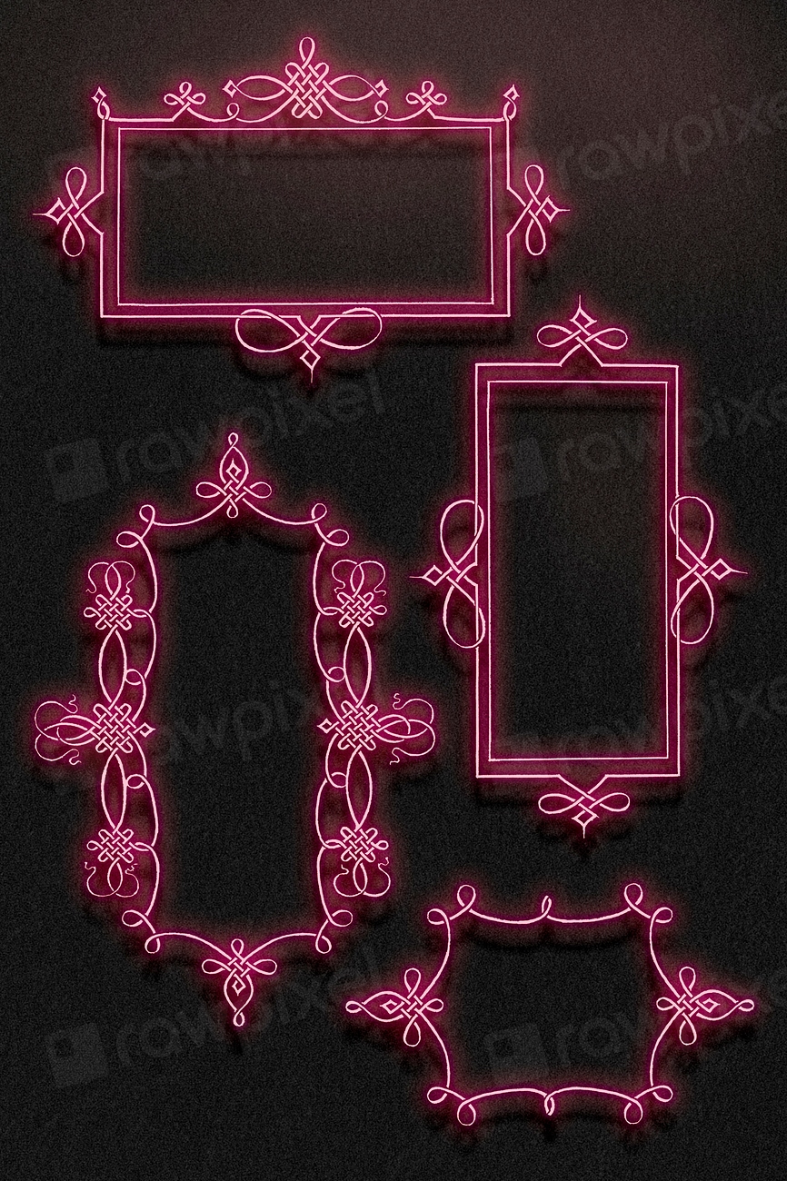 Neon pink filigree frame border | Premium PSD - rawpixel