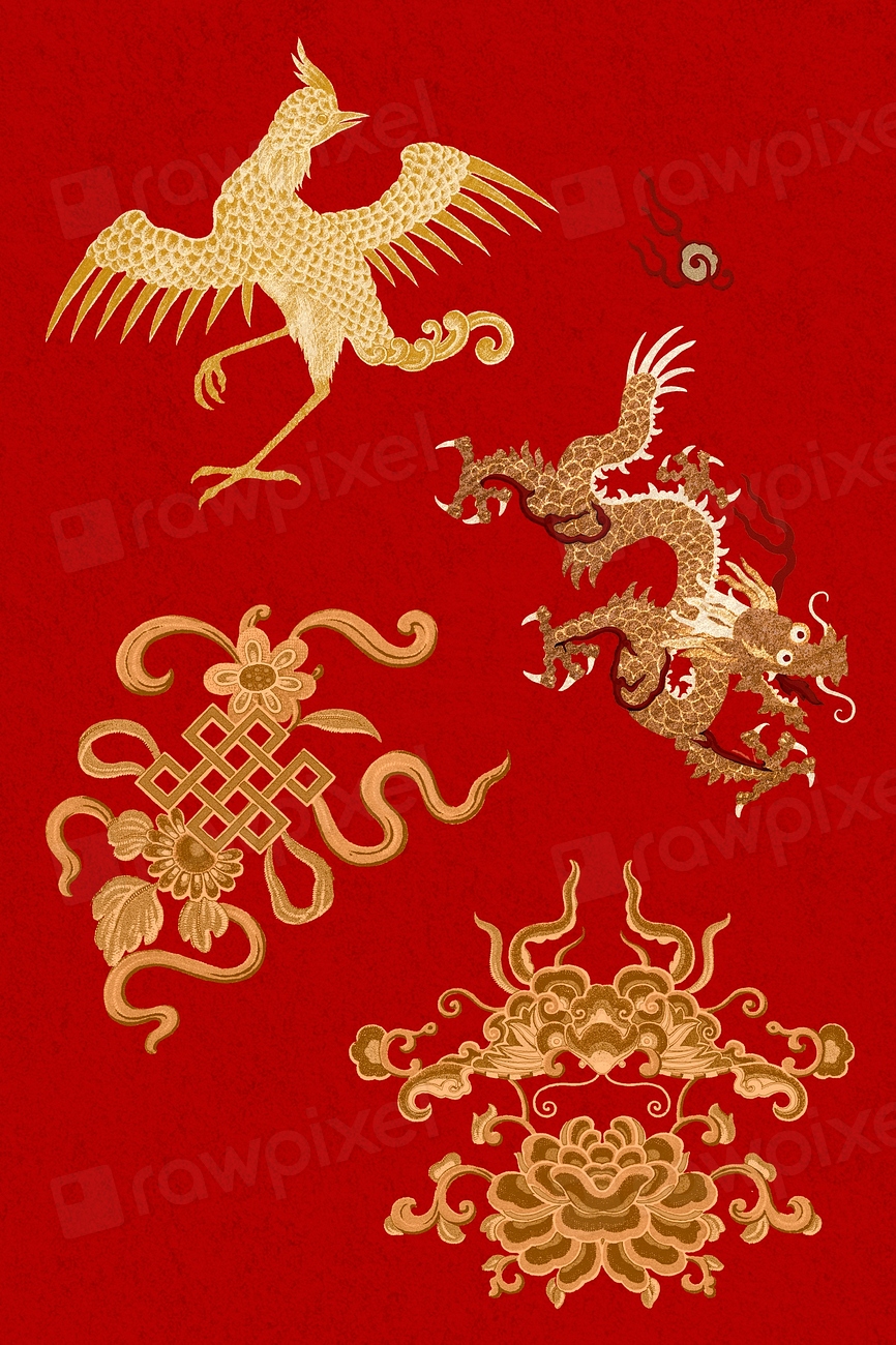 Gold red Chinese art decorative | Premium Photo - rawpixel