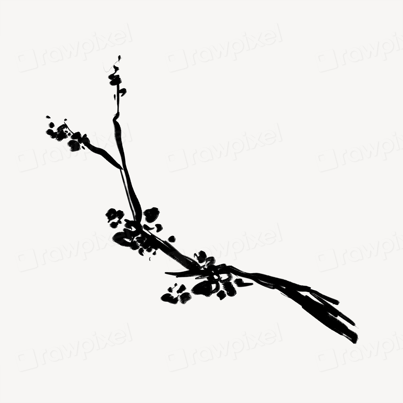 Silhouette tree branch, Chinese brush | Free Photo - rawpixel
