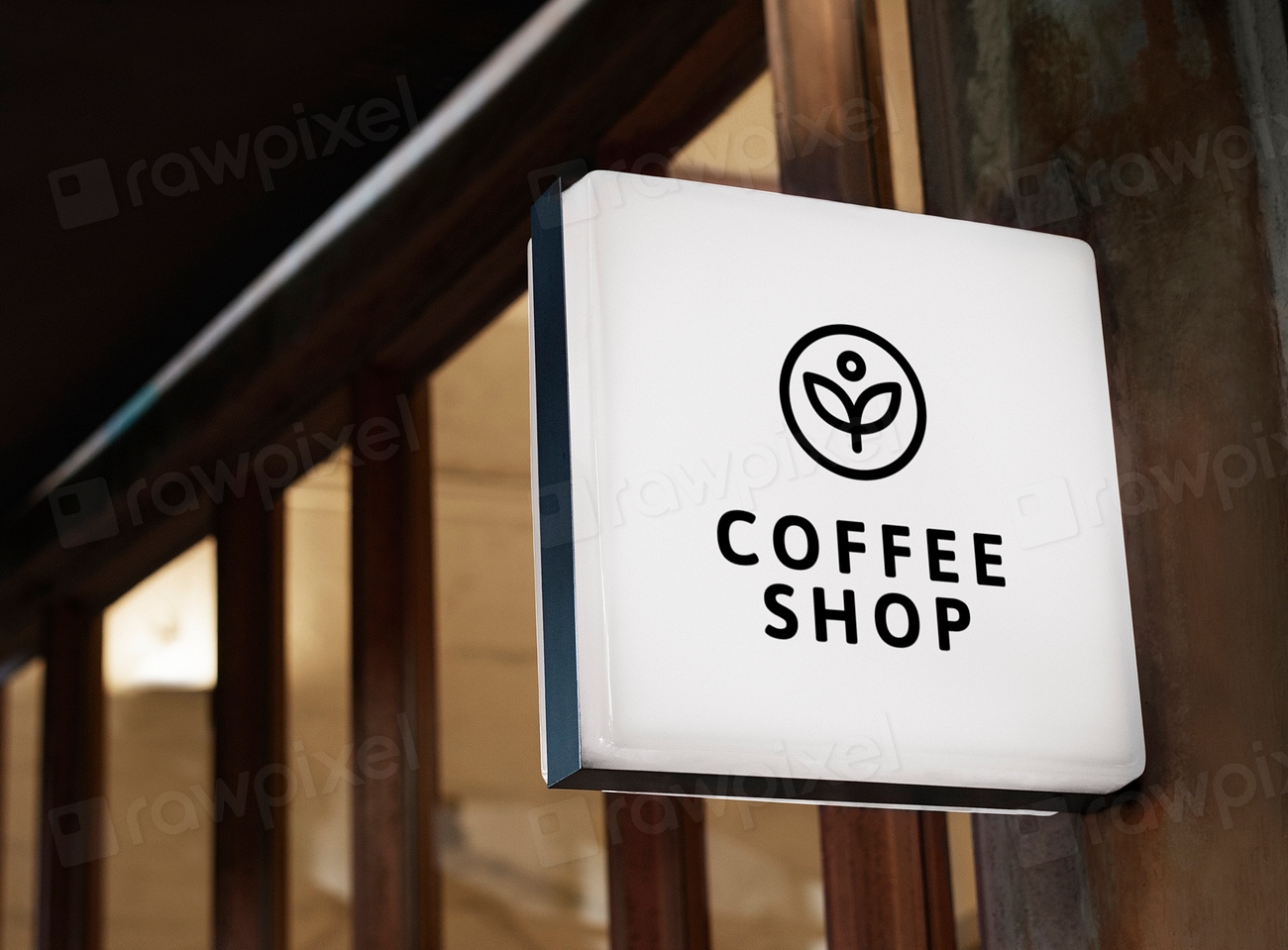 Hanging square white shop sign | Premium PSD Mockup - rawpixel