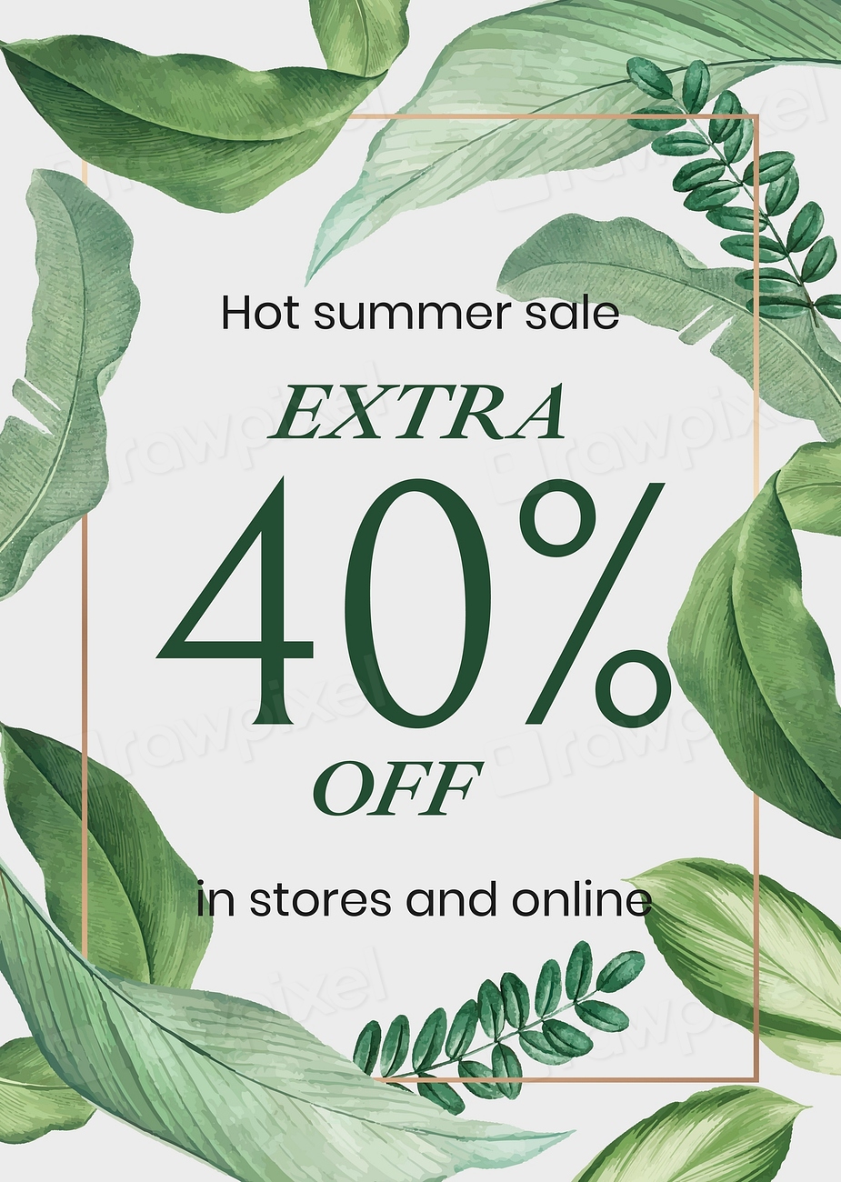 Summer sale poster template, tropical | Premium Vector Template - rawpixel