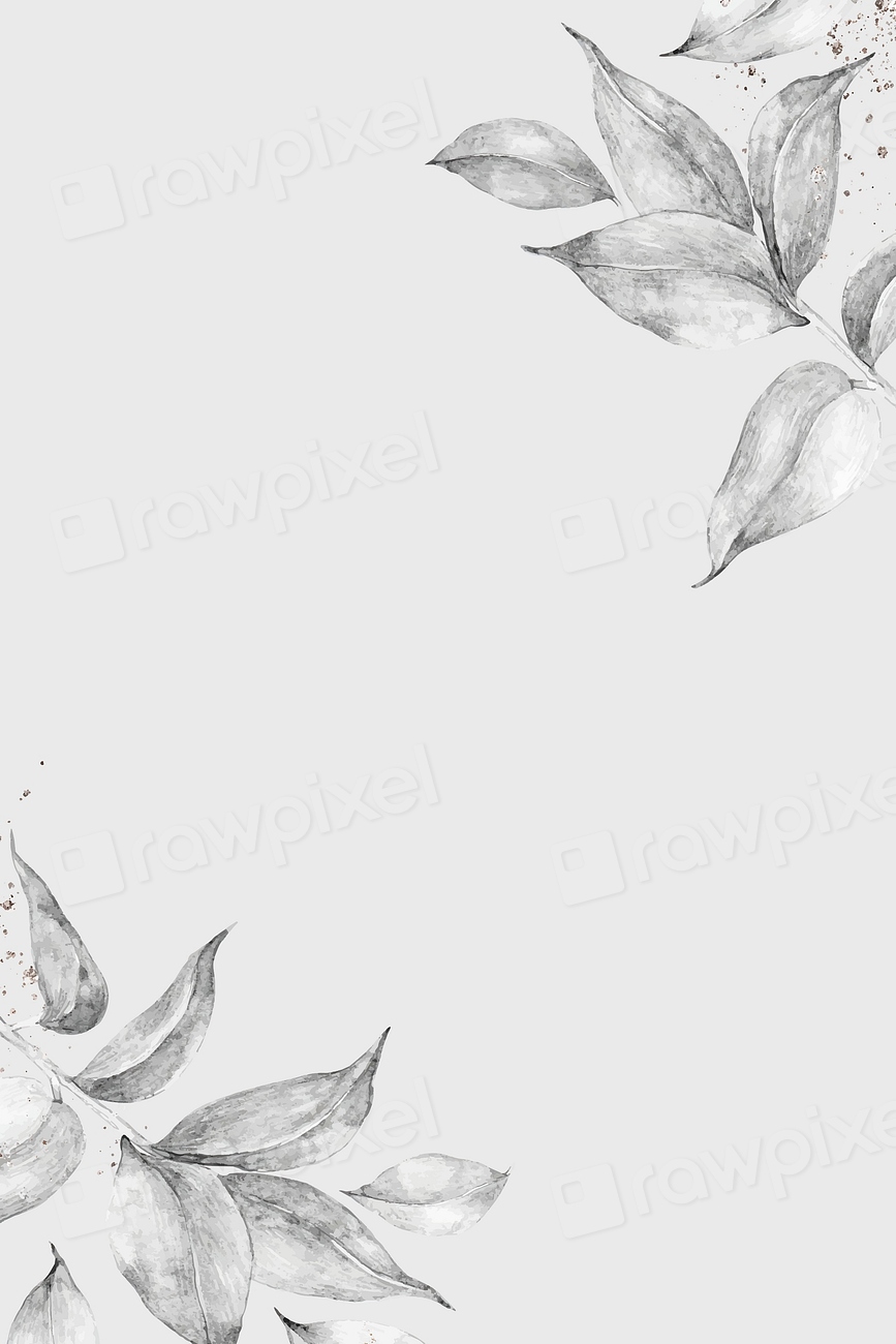 Gray leaf border background, watercolor | PSD - rawpixel